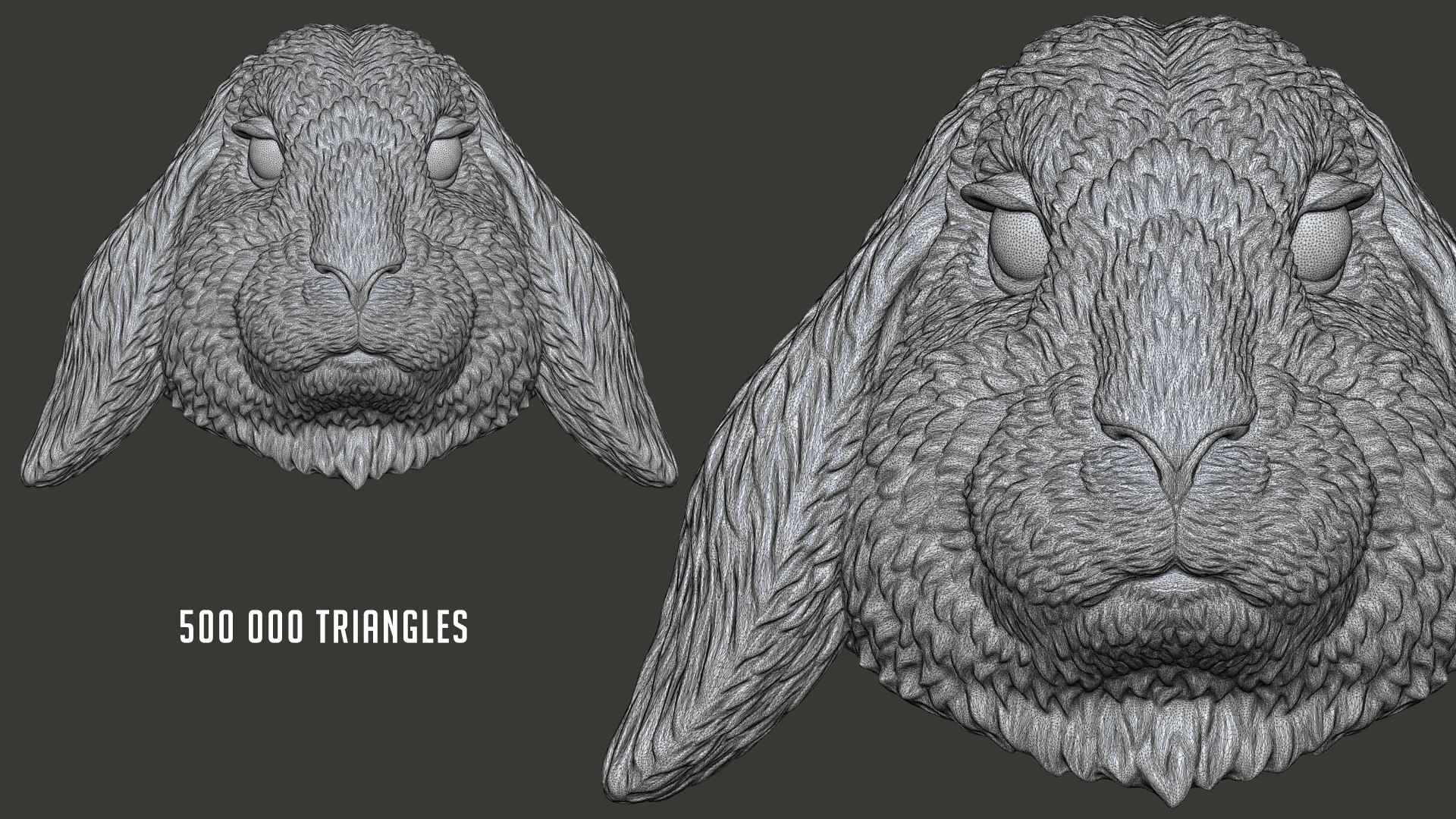 Rabbit Head Sculpture STL 3D Model - TurboSquid 1985020