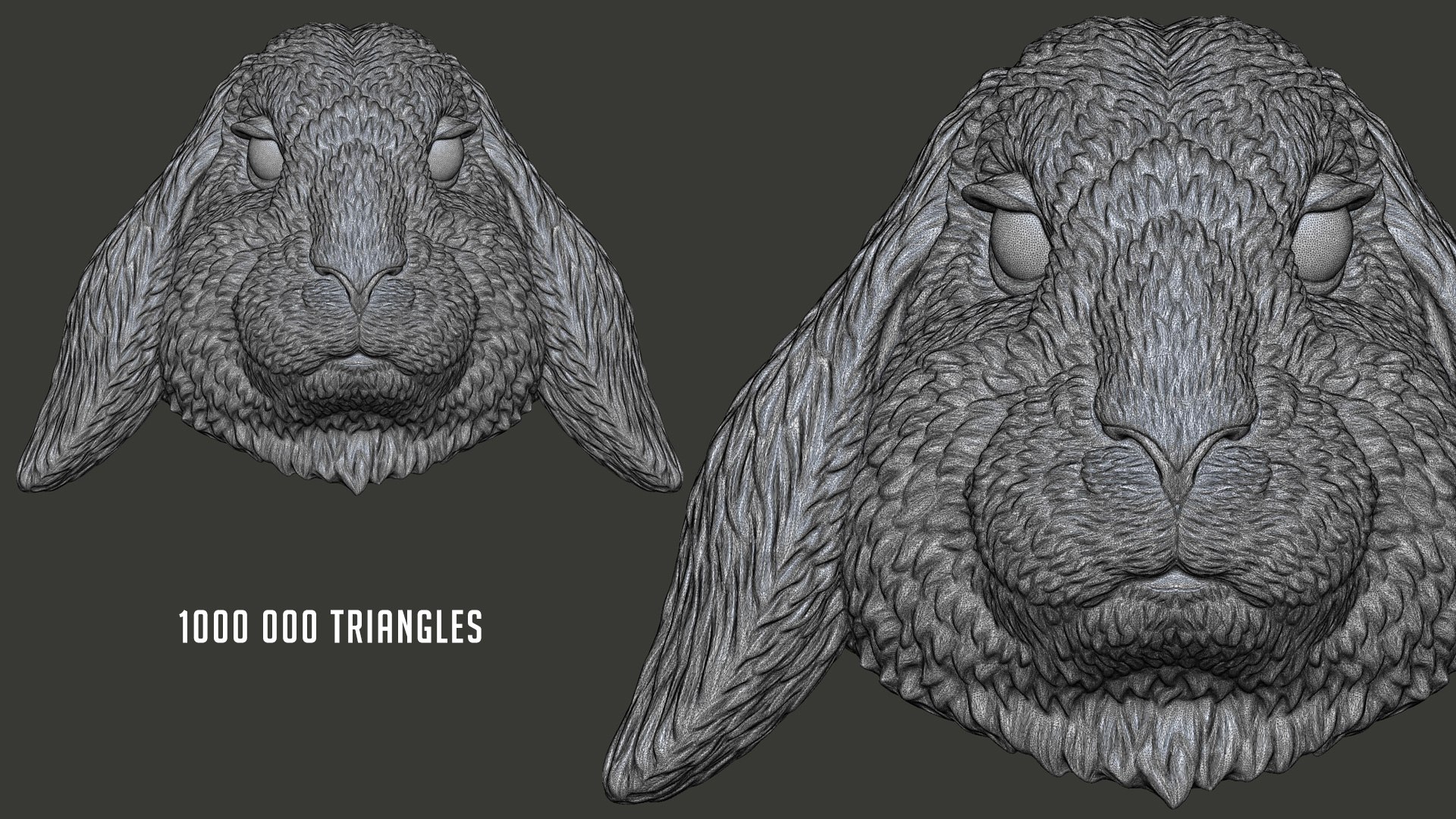 Rabbit Head Sculpture STL 3D Model - TurboSquid 1985020