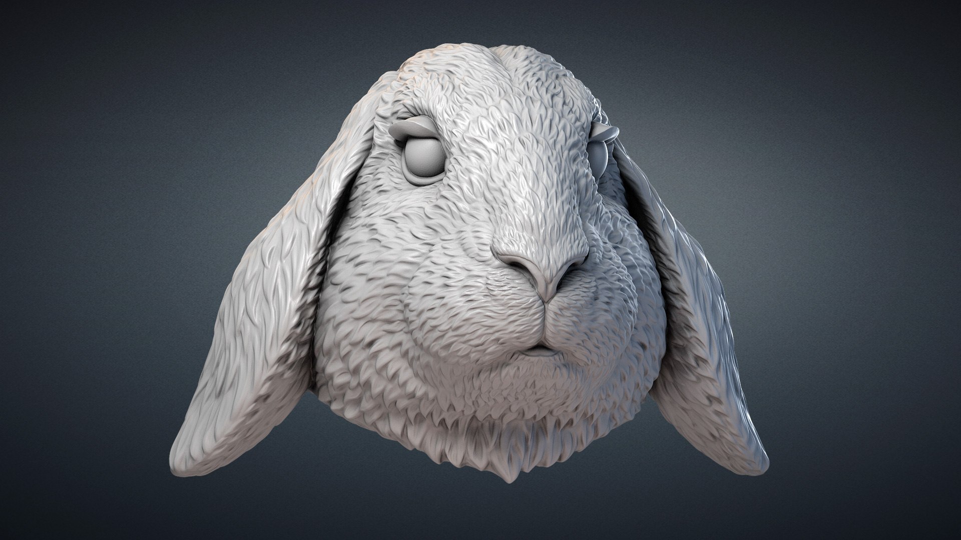 Rabbit Head Sculpture STL 3D Model - TurboSquid 1985020