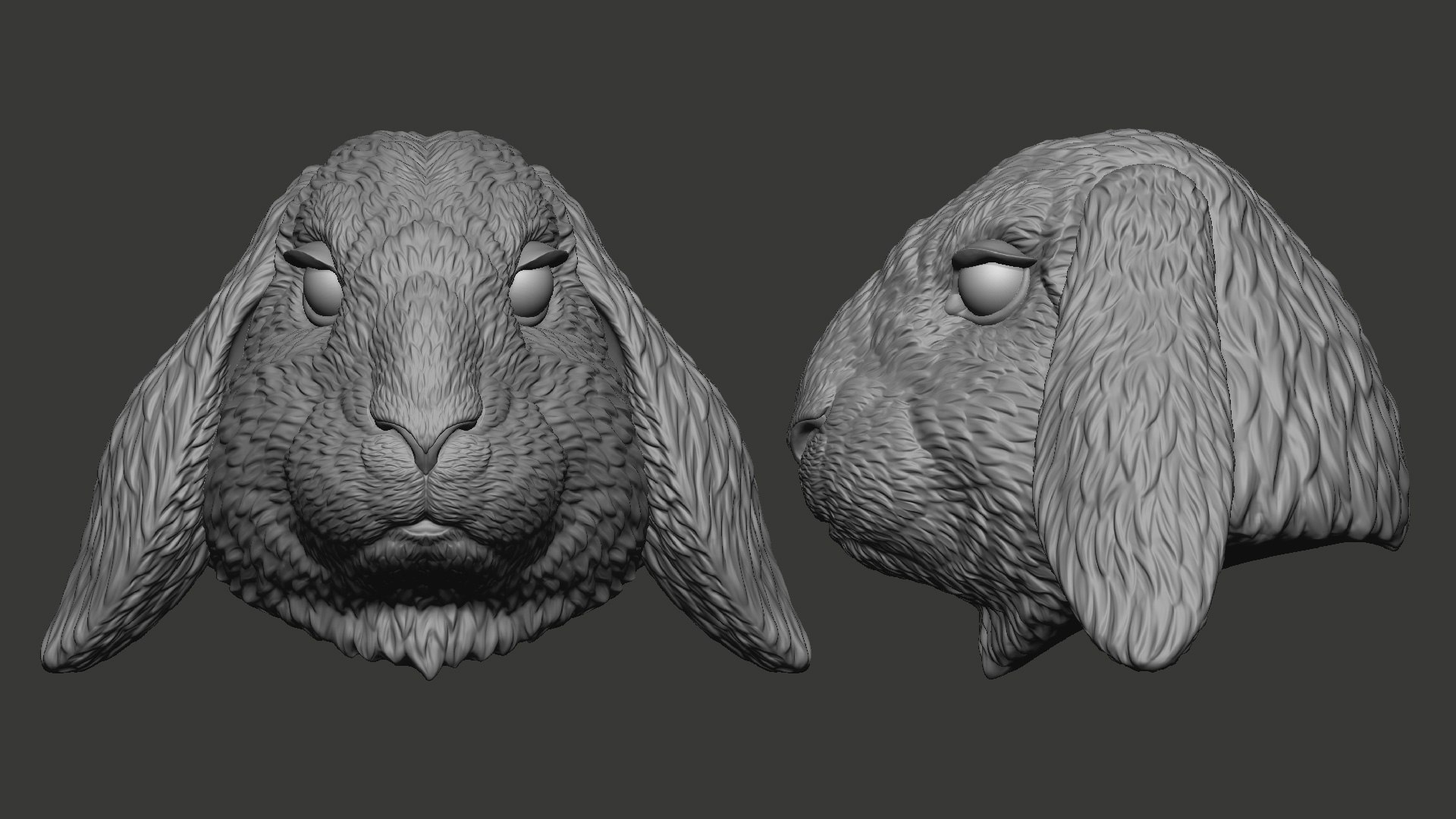 Rabbit Head Sculpture STL 3D Model - TurboSquid 1985020