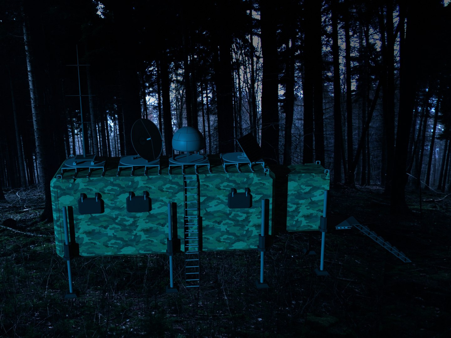 3D Military Modular Mobile Base - Bunker Low-poly Model - TurboSquid ...