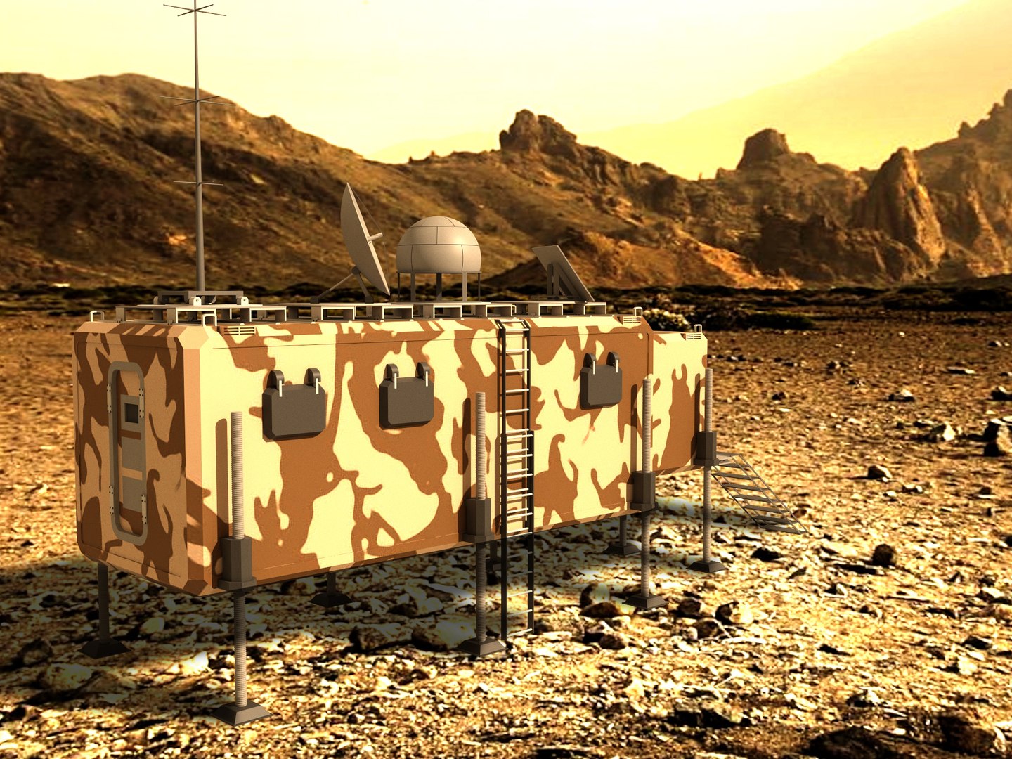 3D Military Modular Mobile Base - Bunker Low-poly Model - TurboSquid ...