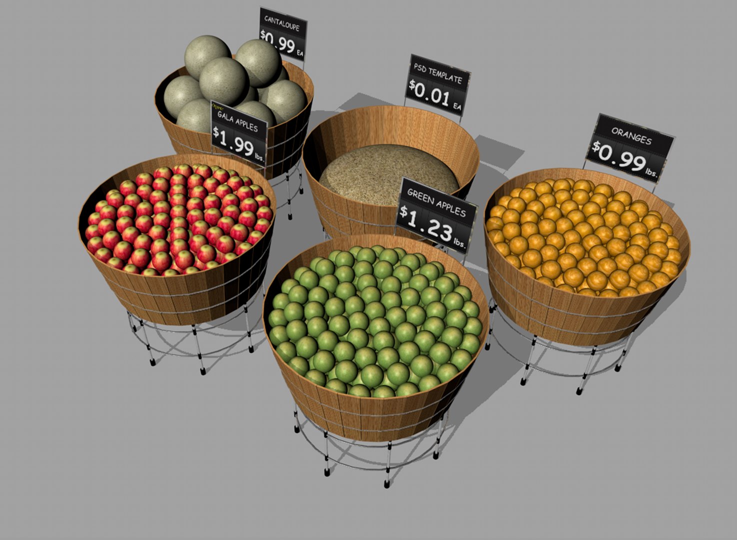 3d Model Produce Fruit Baskets