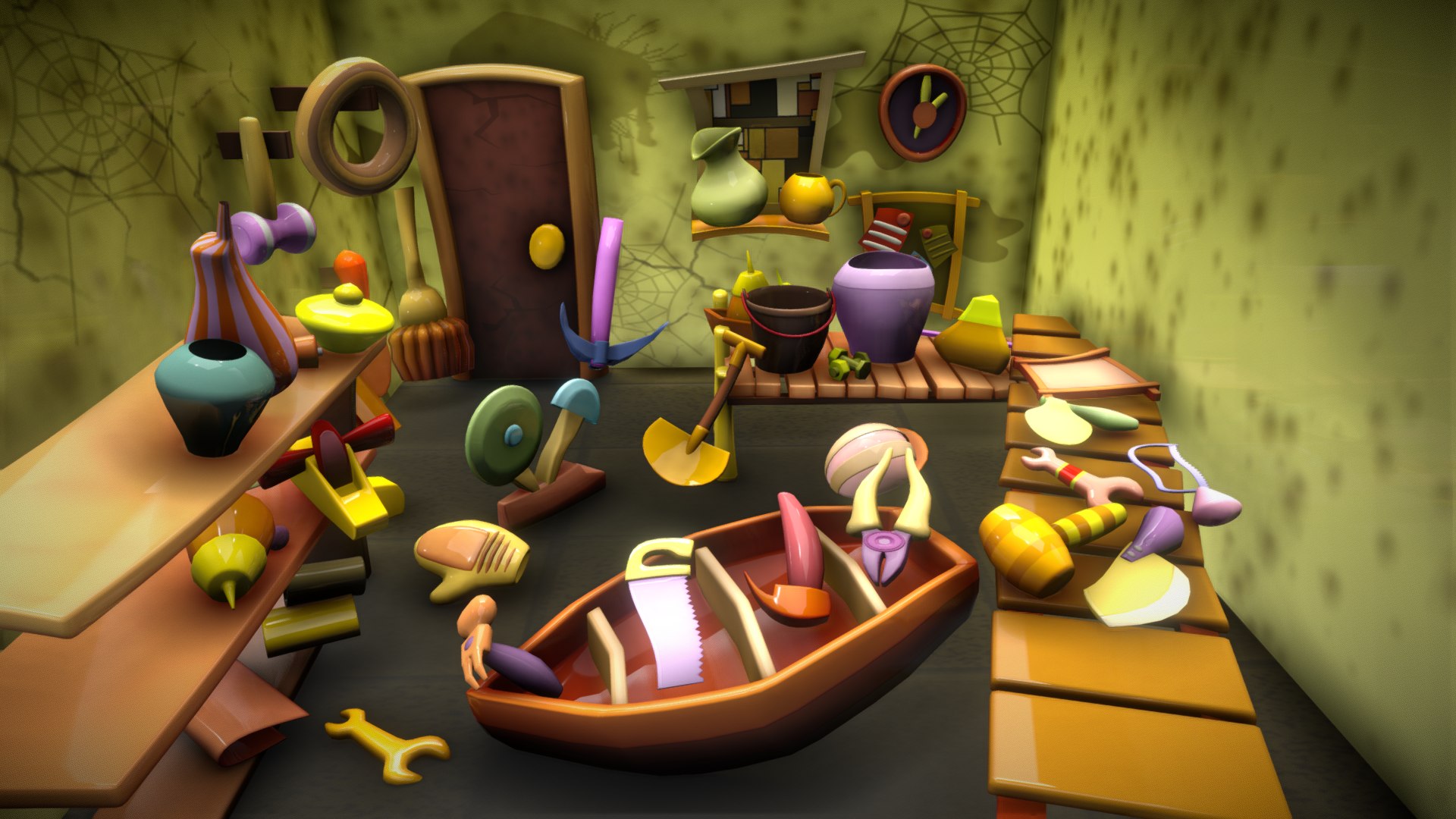 Cartoon Room Storehouse 3D Model - TurboSquid 2136605