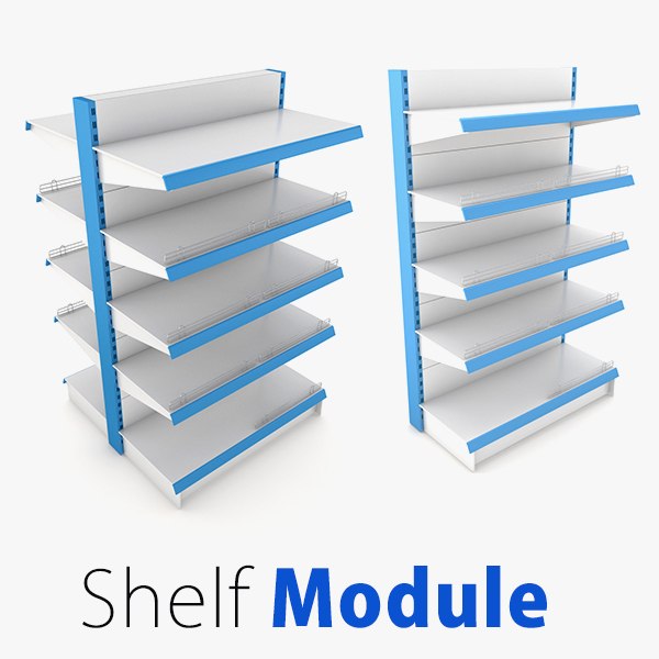 3d model supermarket double shelf module