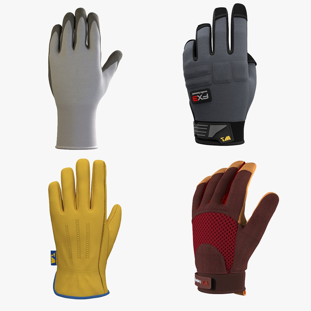 3D 4 Hi-Res HD Safety Work Glove Collection Model - TurboSquid 2115876
