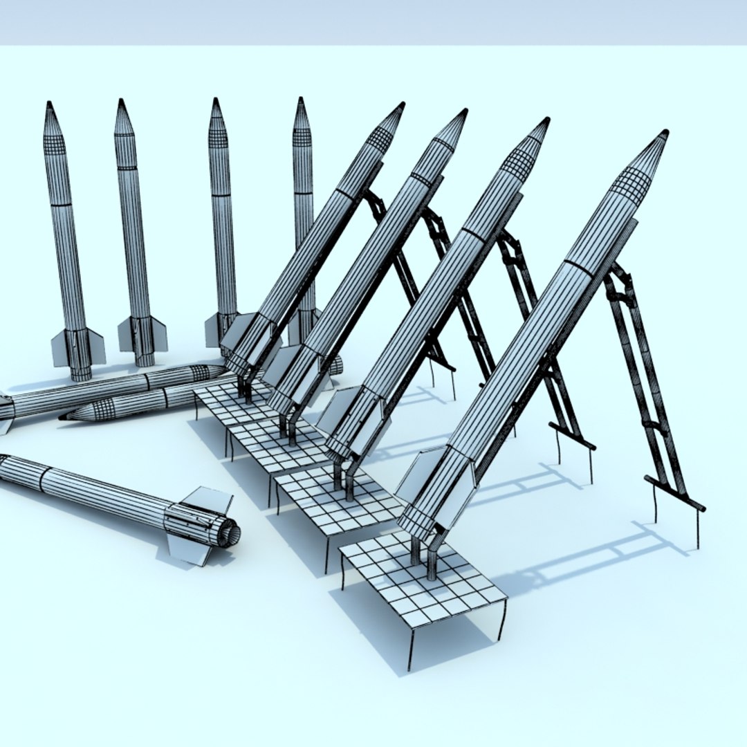 3d Model Missiles Set Qassam Artillery