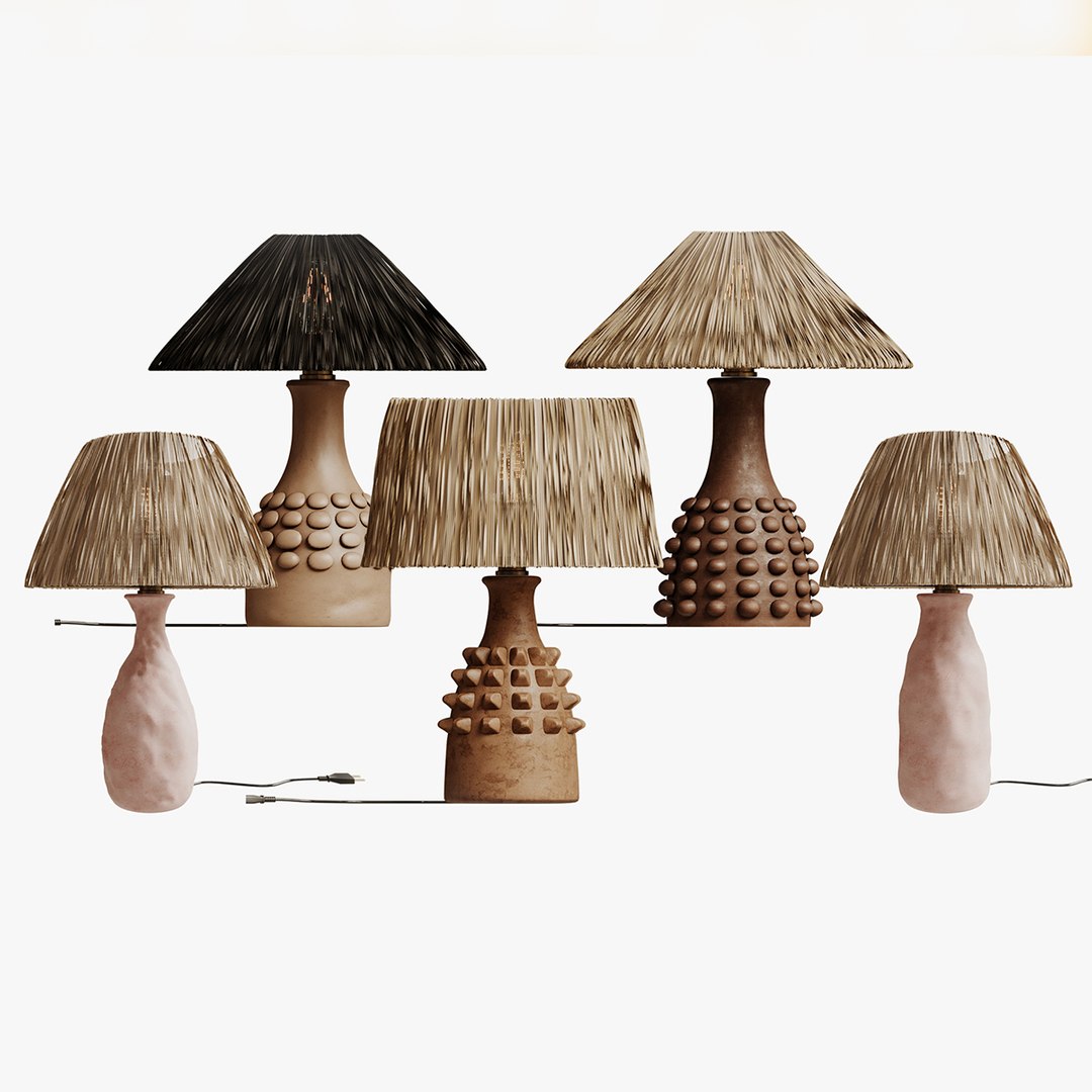 3D Raffia Table Lamps Collection - TurboSquid 1945575