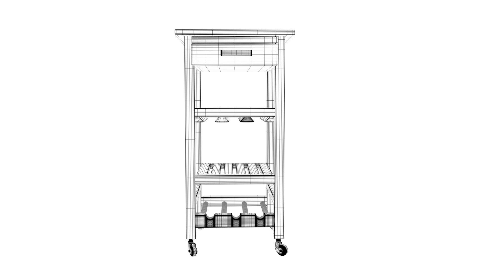3D Model Bar Cart Wine Rack - TurboSquid 1948443