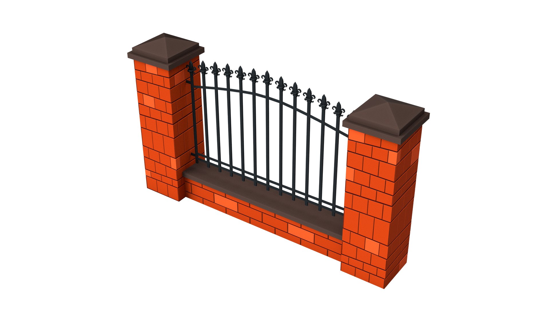 3D Cartoon Brick Fence model - TurboSquid 1837984