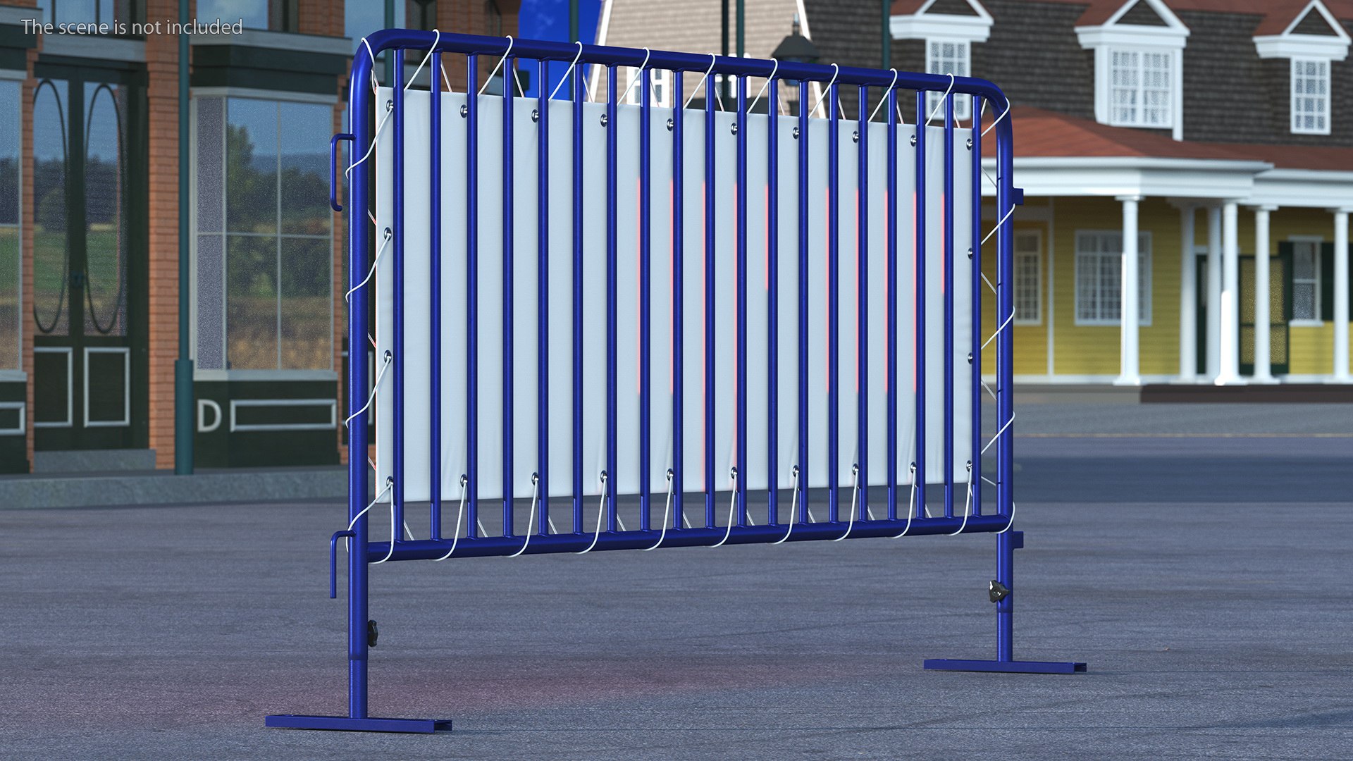 3D Modular Crowd Control Barrier Blue With Stretch Banner - TurboSquid ...