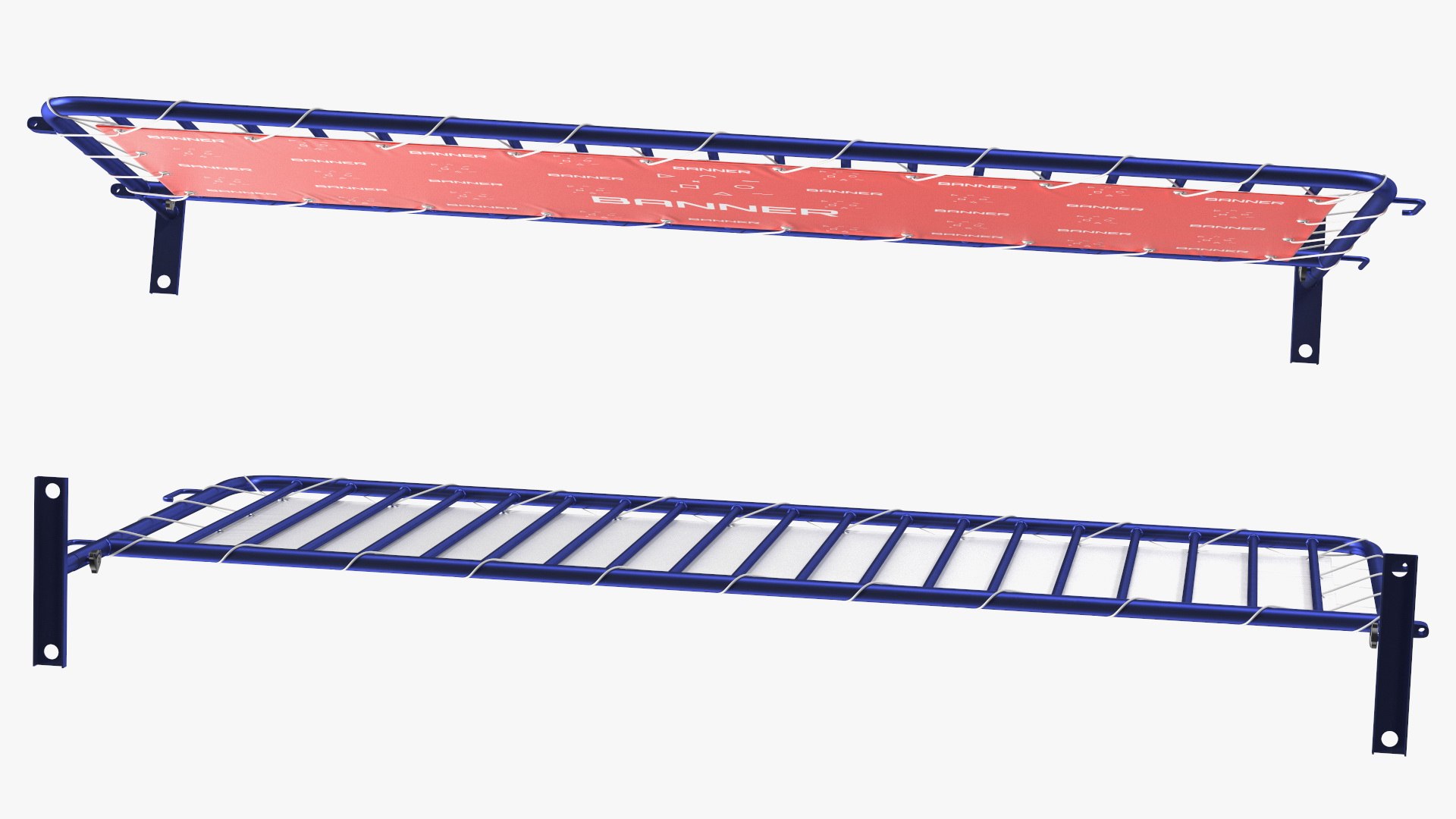 3D Modular Crowd Control Barrier Blue with Stretch Banner - TurboSquid ...