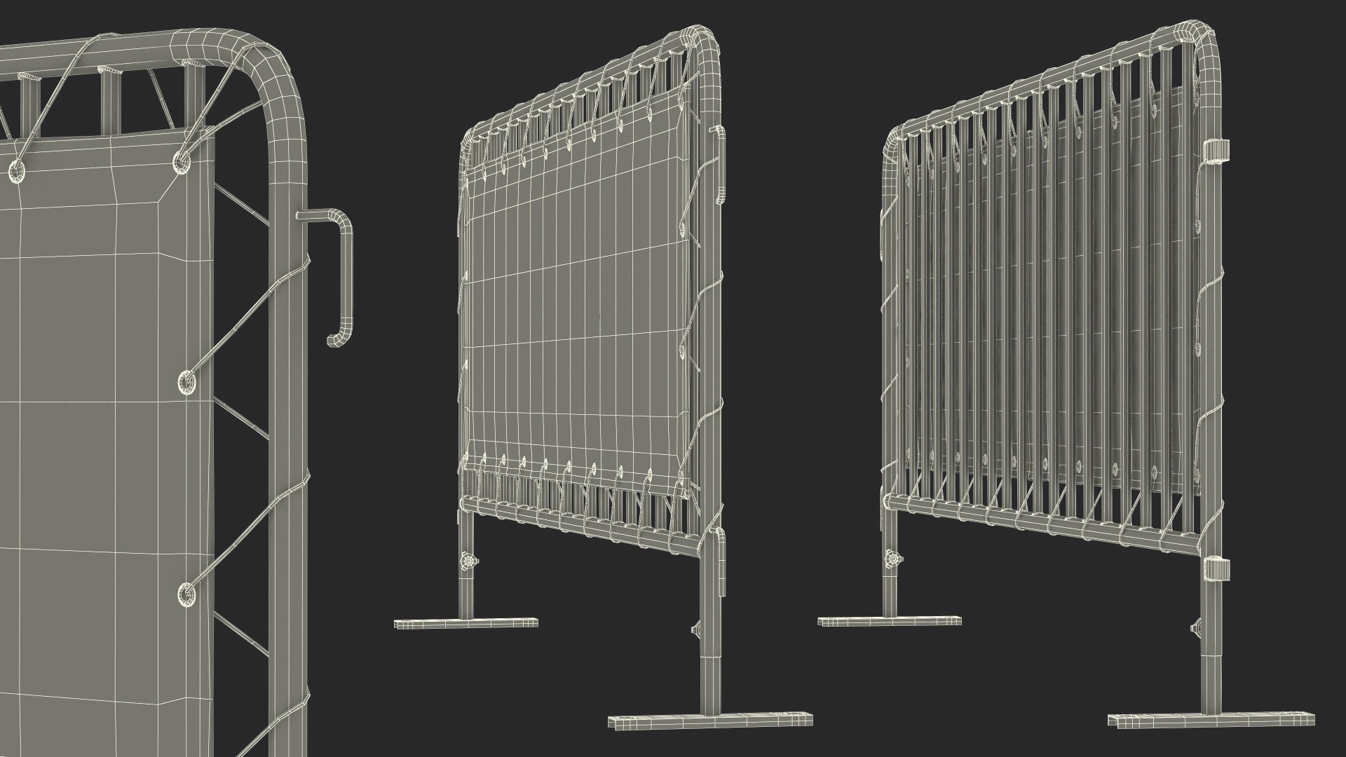 3D Modular Crowd Control Barrier Blue With Stretch Banner - TurboSquid ...