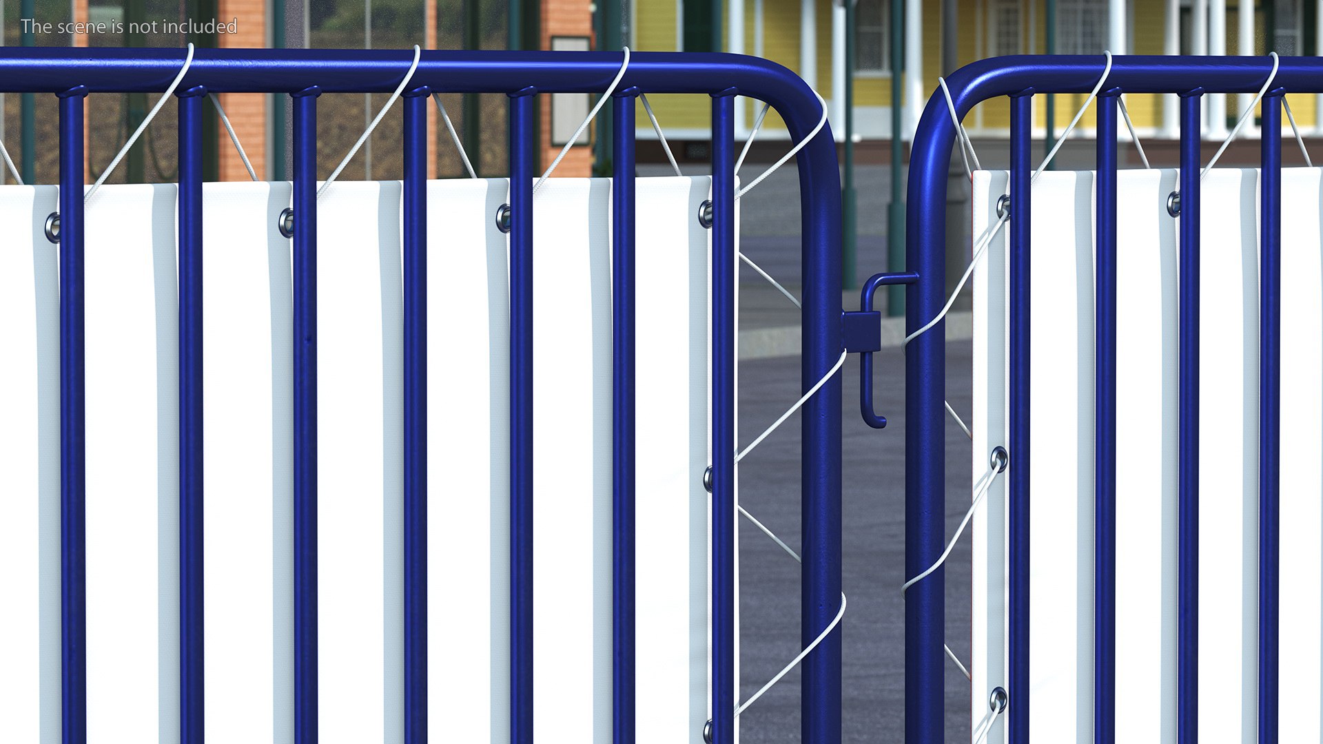 3D Modular Crowd Control Barrier Blue With Stretch Banner - TurboSquid ...