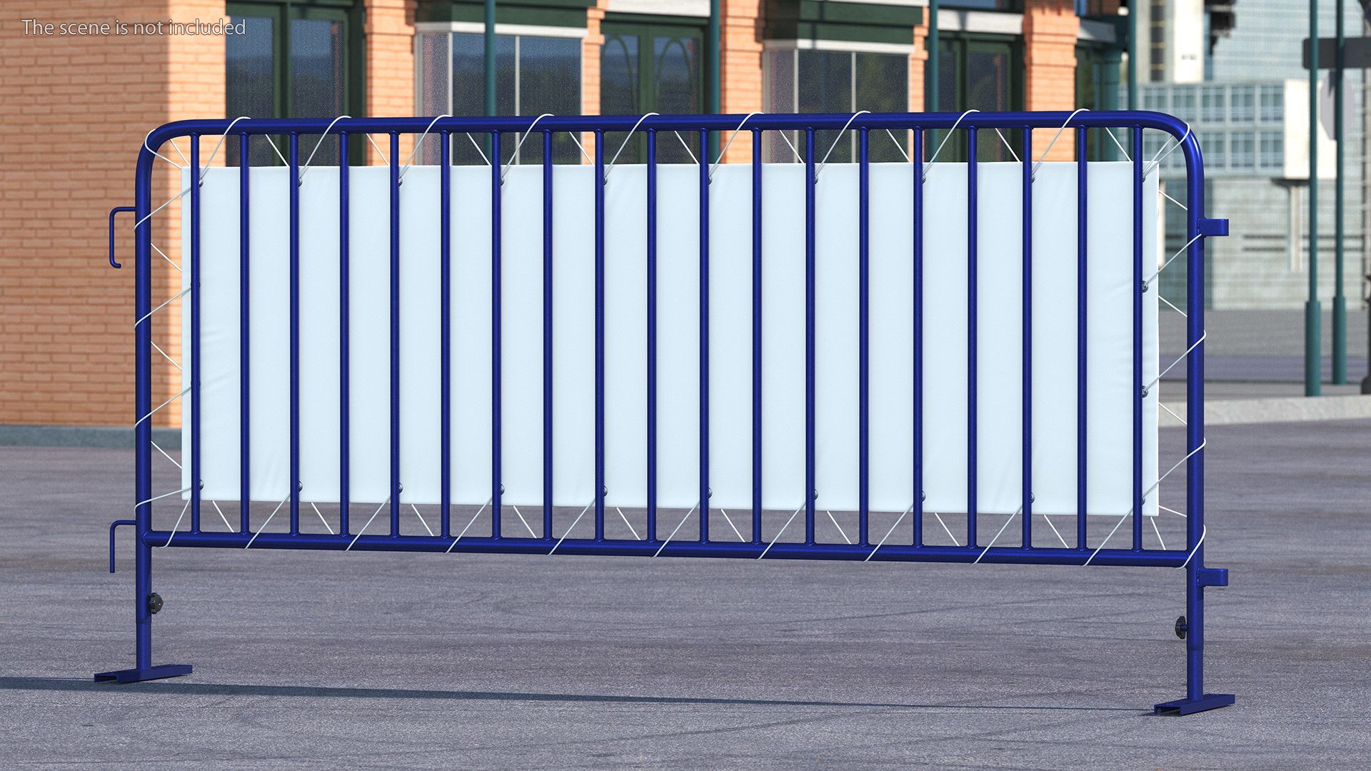 3D Modular Crowd Control Barrier Blue With Stretch Banner - TurboSquid ...