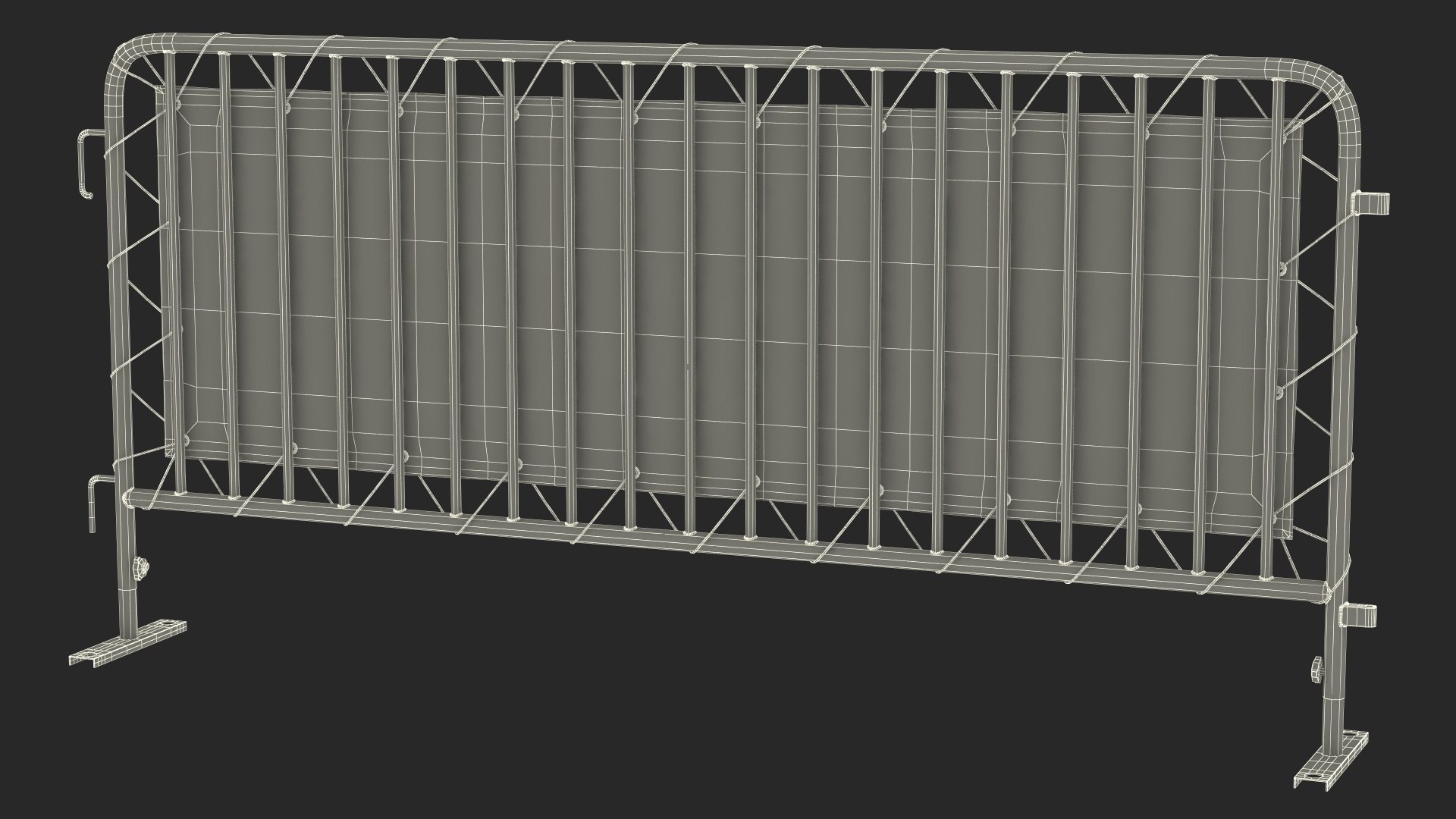 3D Modular Crowd Control Barrier Blue With Stretch Banner - TurboSquid ...