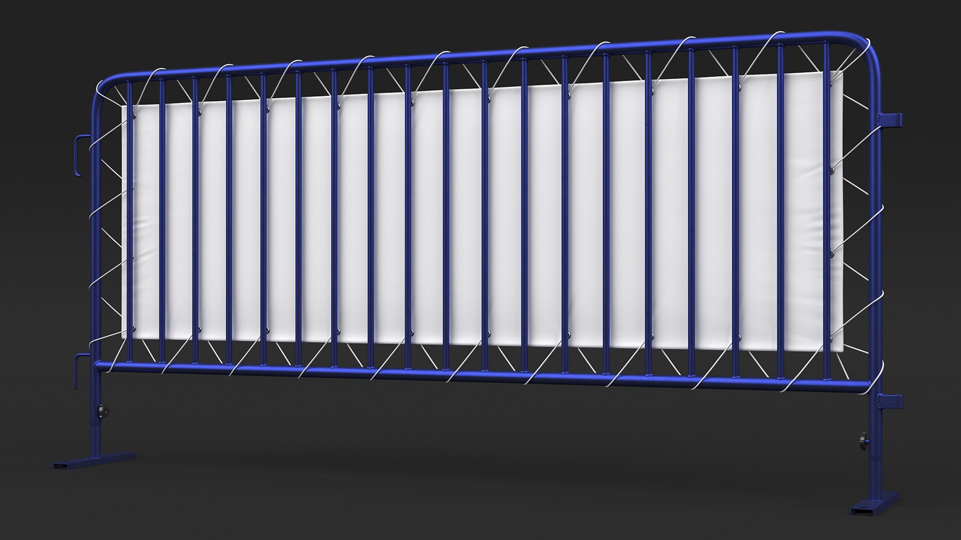 3D Modular Crowd Control Barrier Blue with Stretch Banner - TurboSquid ...