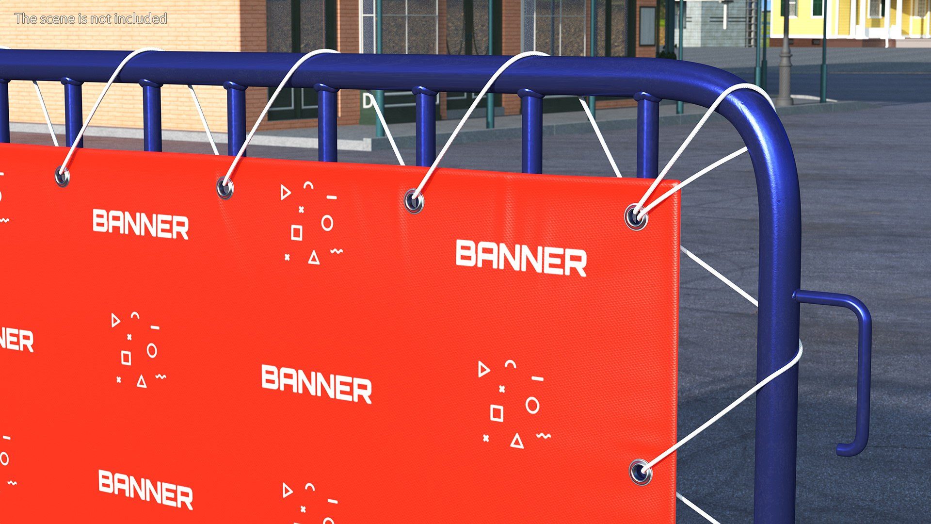 3D Modular Crowd Control Barrier Blue With Stretch Banner - TurboSquid ...