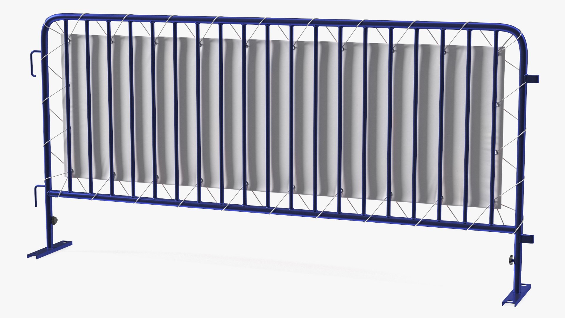 3D Modular Crowd Control Barrier Blue with Stretch Banner - TurboSquid ...