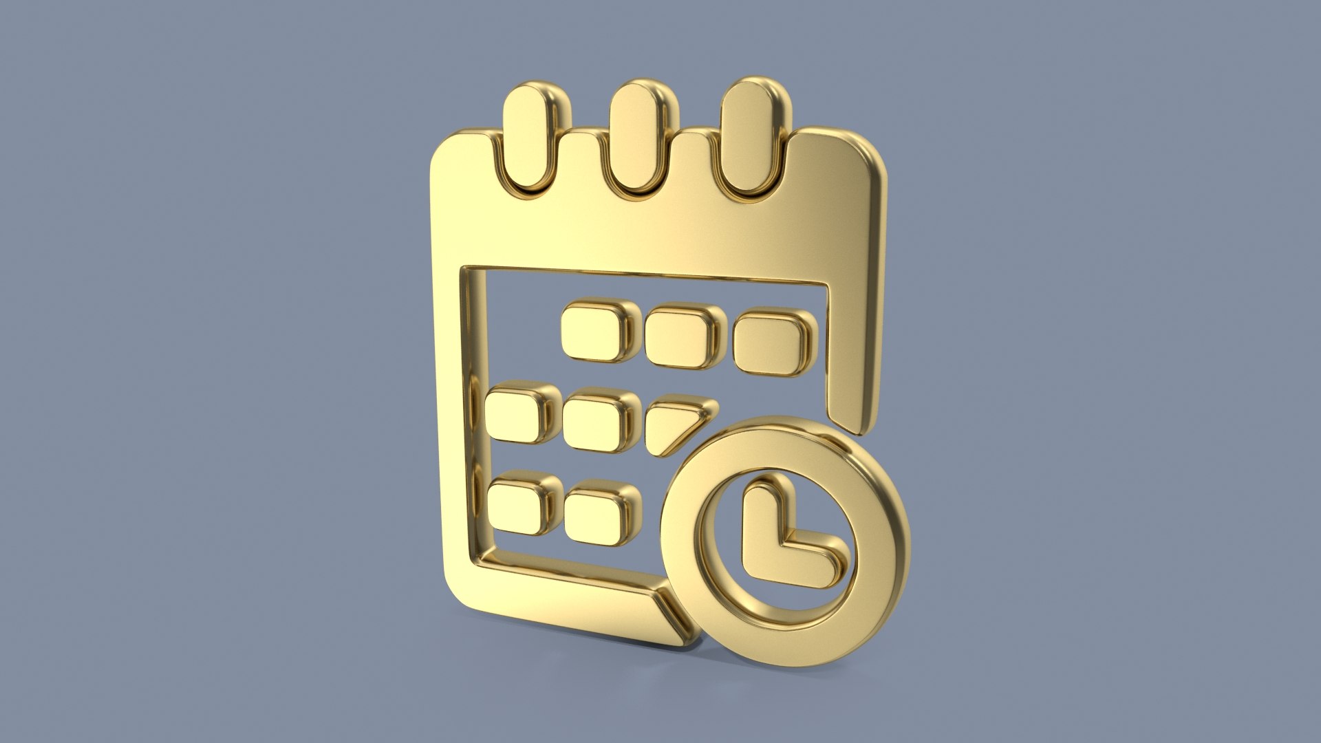3D Model Calendar With Clock Symbol Gold - TurboSquid 2063540