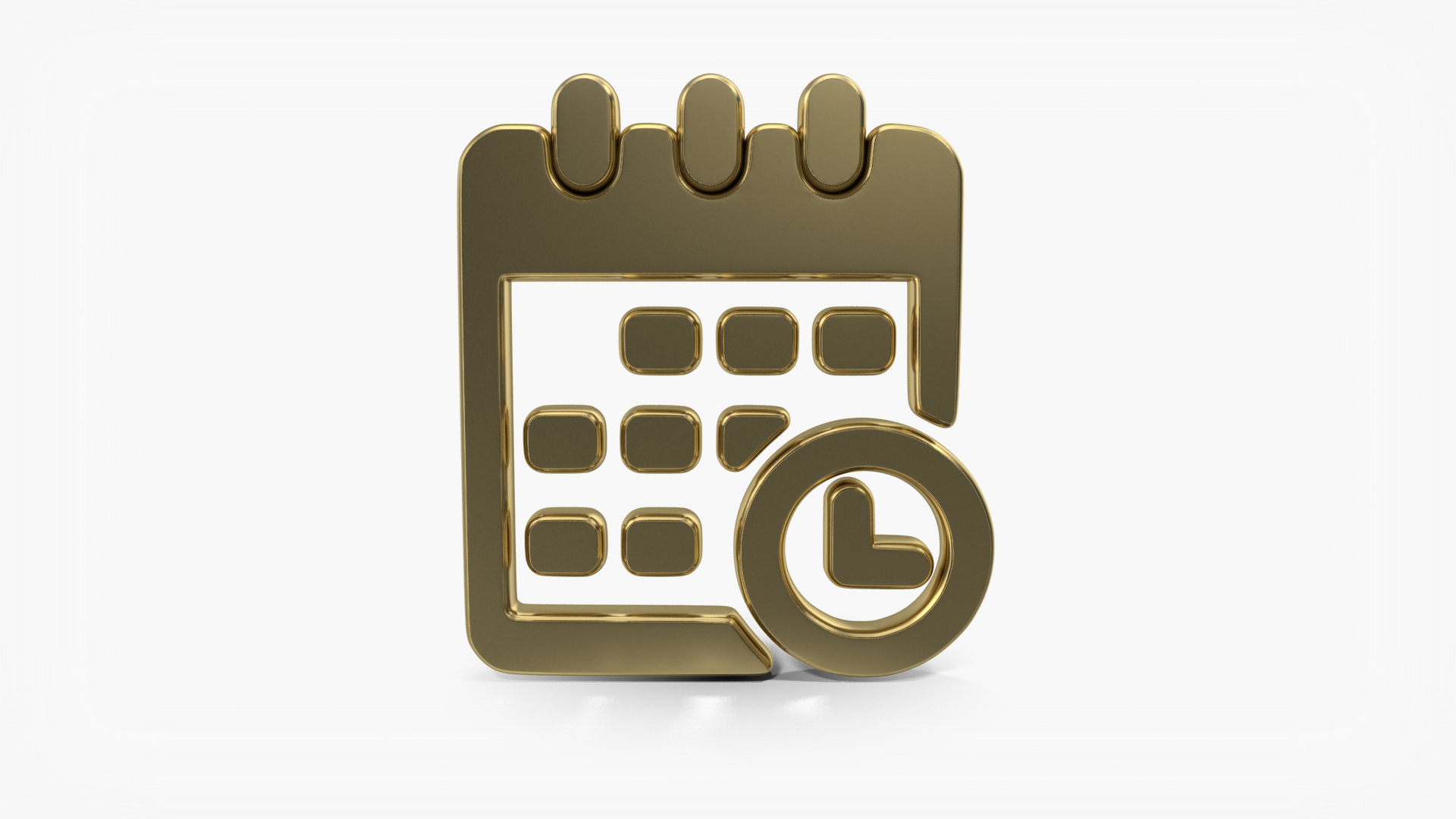 3D Model Calendar With Clock Symbol Gold - TurboSquid 2063540