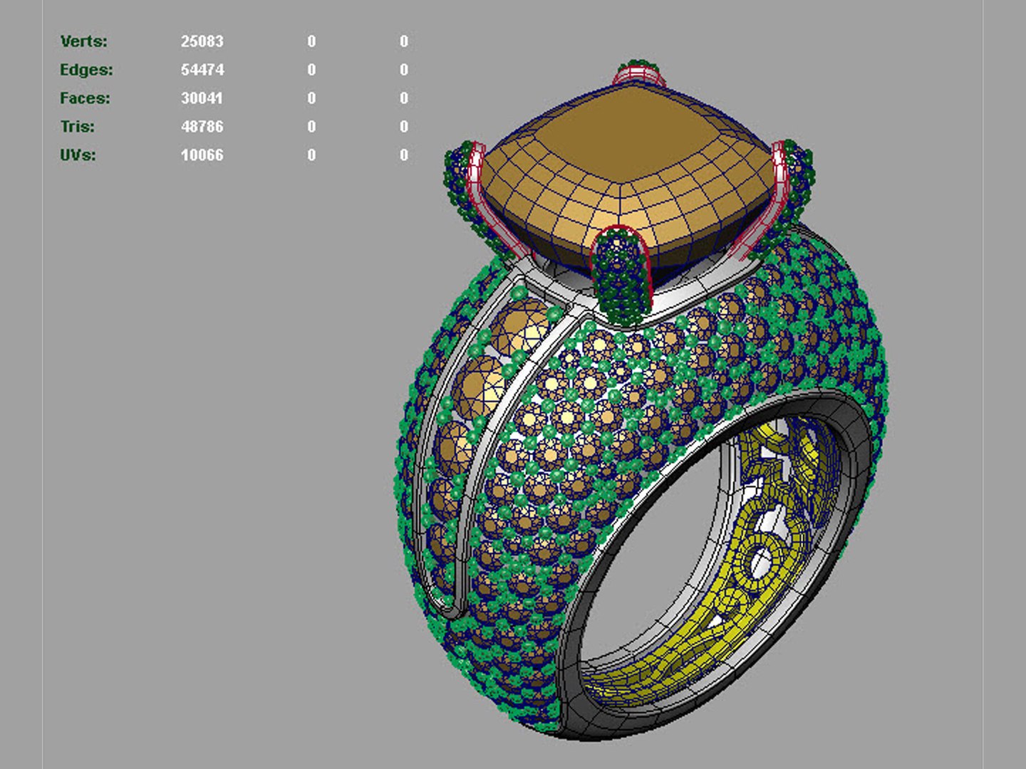 3D Gold Fashion Ring STL OBJ FBX With Diamonds And Gems 0081 Model - TurboSquid 2065558