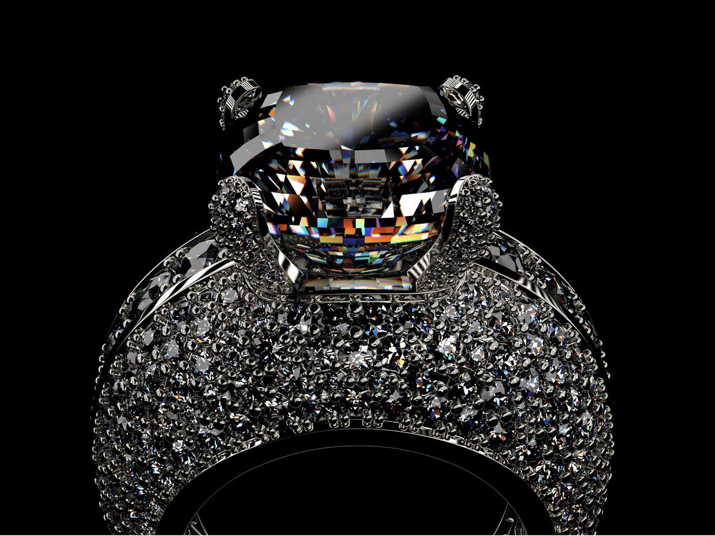 3D Gold Fashion Ring STL OBJ FBX With Diamonds And Gems 0081 Model - TurboSquid 2065558