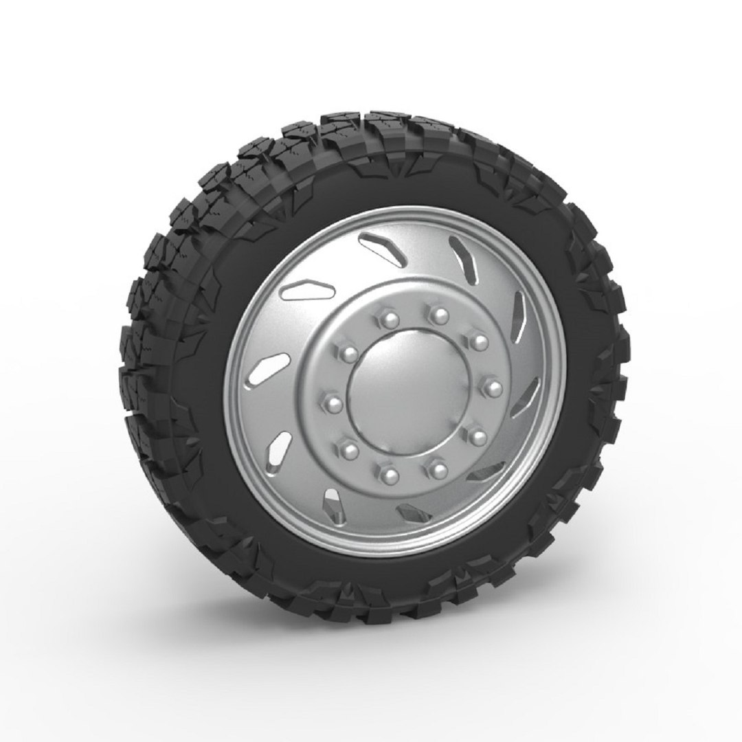 3D model Diecast 10 Triangular Hole front semi wheel for pickup Version ...