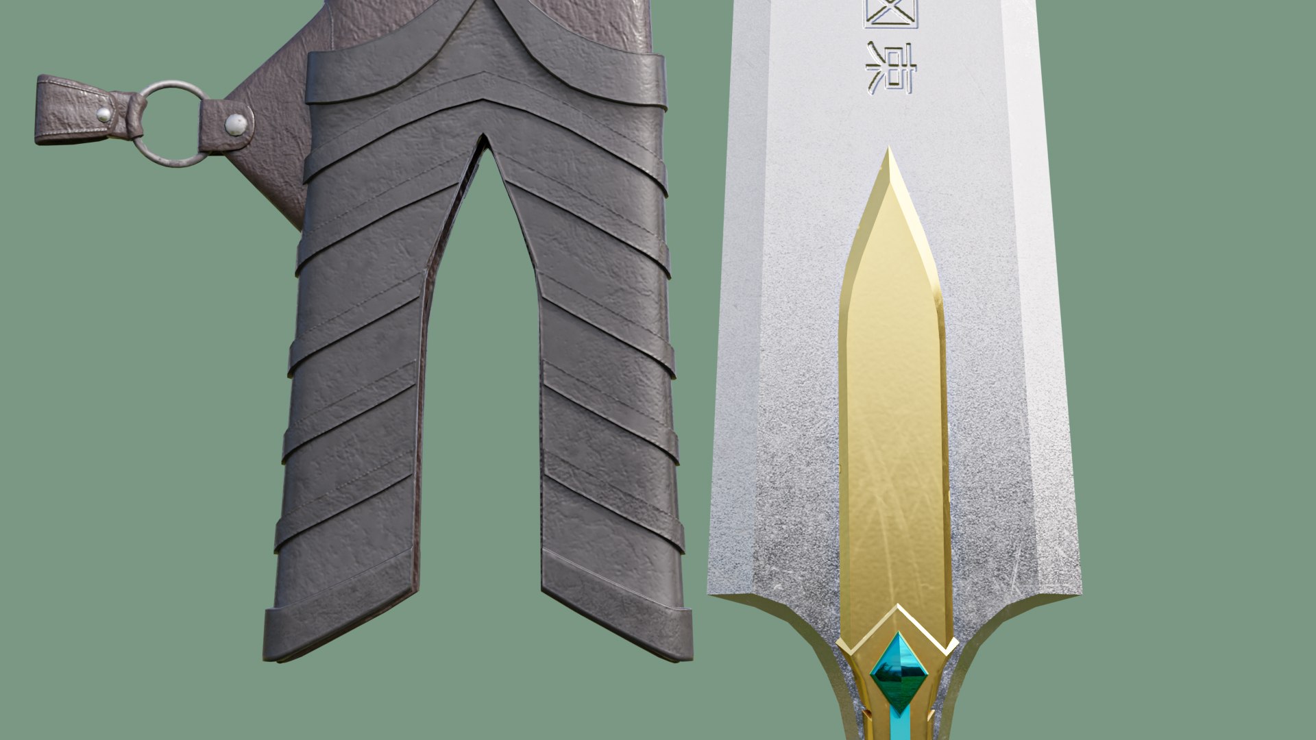 3D Model Fantasy Sword GameReady PBR Unity UE Arnold V-Ray Textures ...