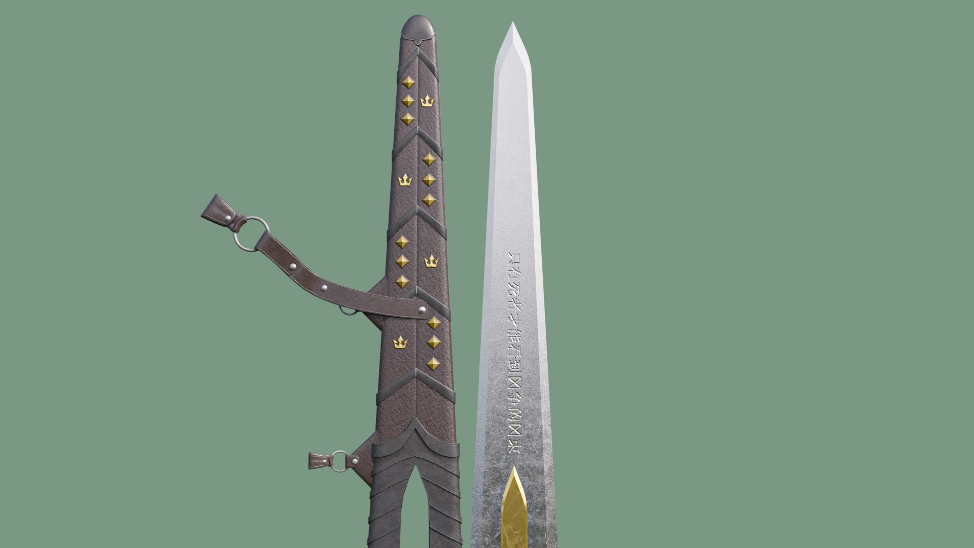 3D Model Fantasy Sword GameReady PBR Unity UE Arnold V-Ray Textures ...