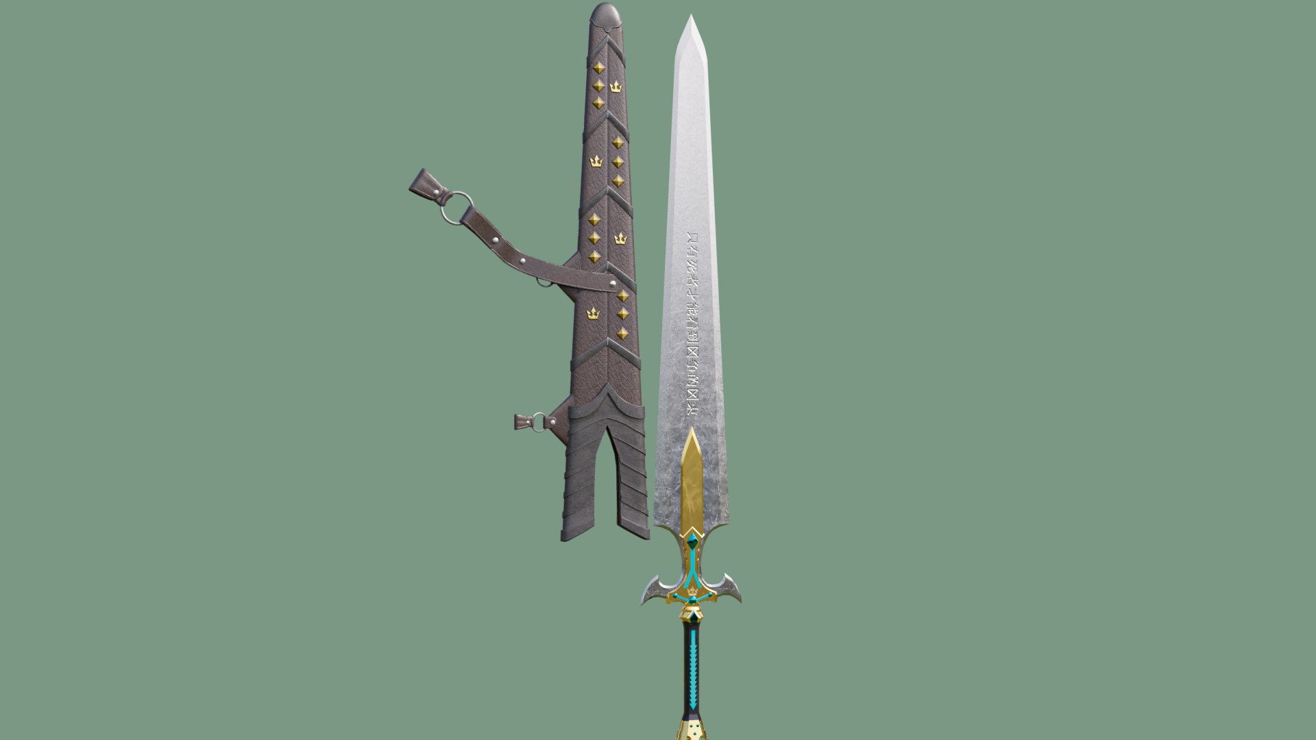 3D Model Fantasy Sword GameReady PBR Unity UE Arnold V-Ray Textures ...