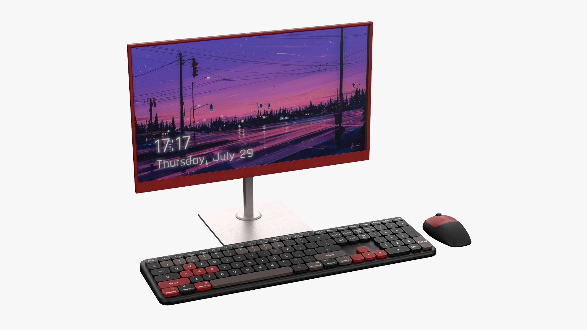 Wireles Computer Set Keyboard Mouse Monitor Gamer 3D - TurboSquid 2100847