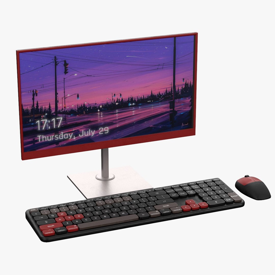 Wireles Computer Set Keyboard Mouse Monitor Gamer 3D - TurboSquid 2100847