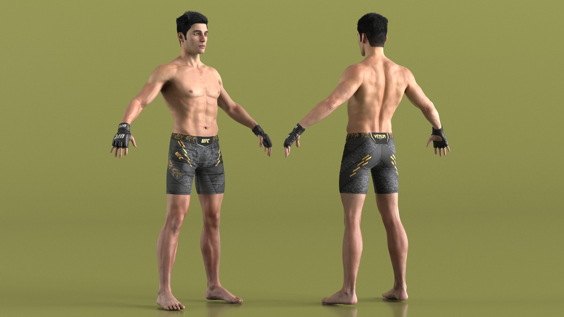 UFC MMA Fighter Character A-Pose Fur 3D Model - TurboSquid 2334010