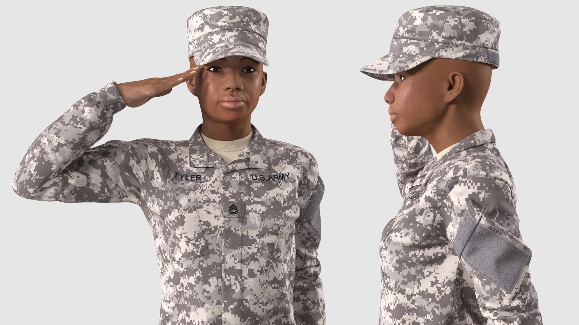 Black Female Soldier Acu Model - TurboSquid 1693143