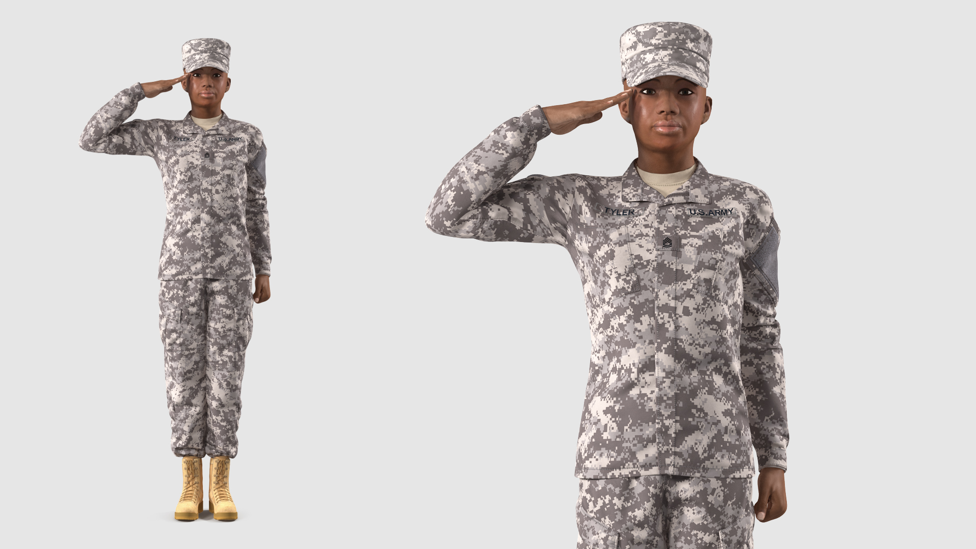 Black Female Soldier Acu Model - TurboSquid 1693143