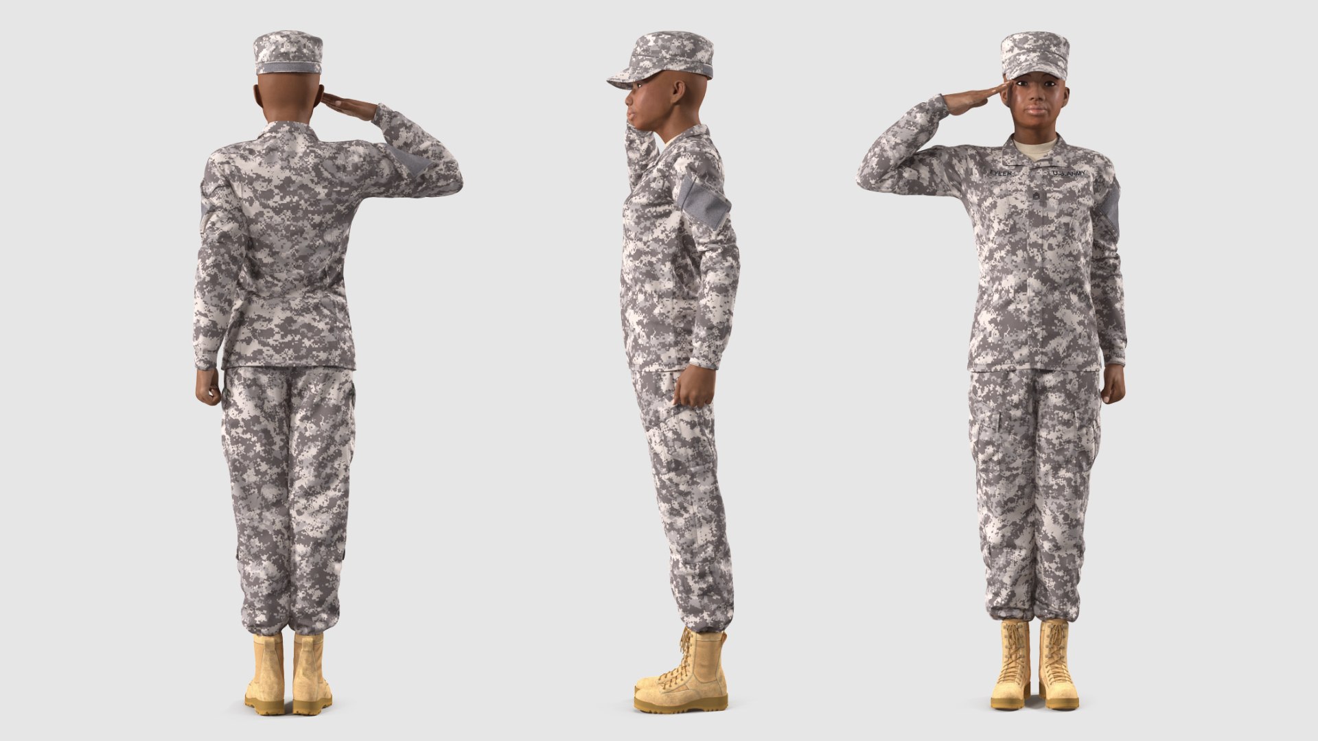 Black Female Soldier Acu Model - TurboSquid 1693143