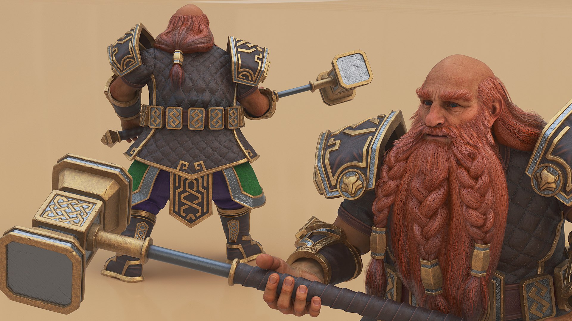 Game Dwarf Character In Battle Pose 3D Model - TurboSquid 2396468