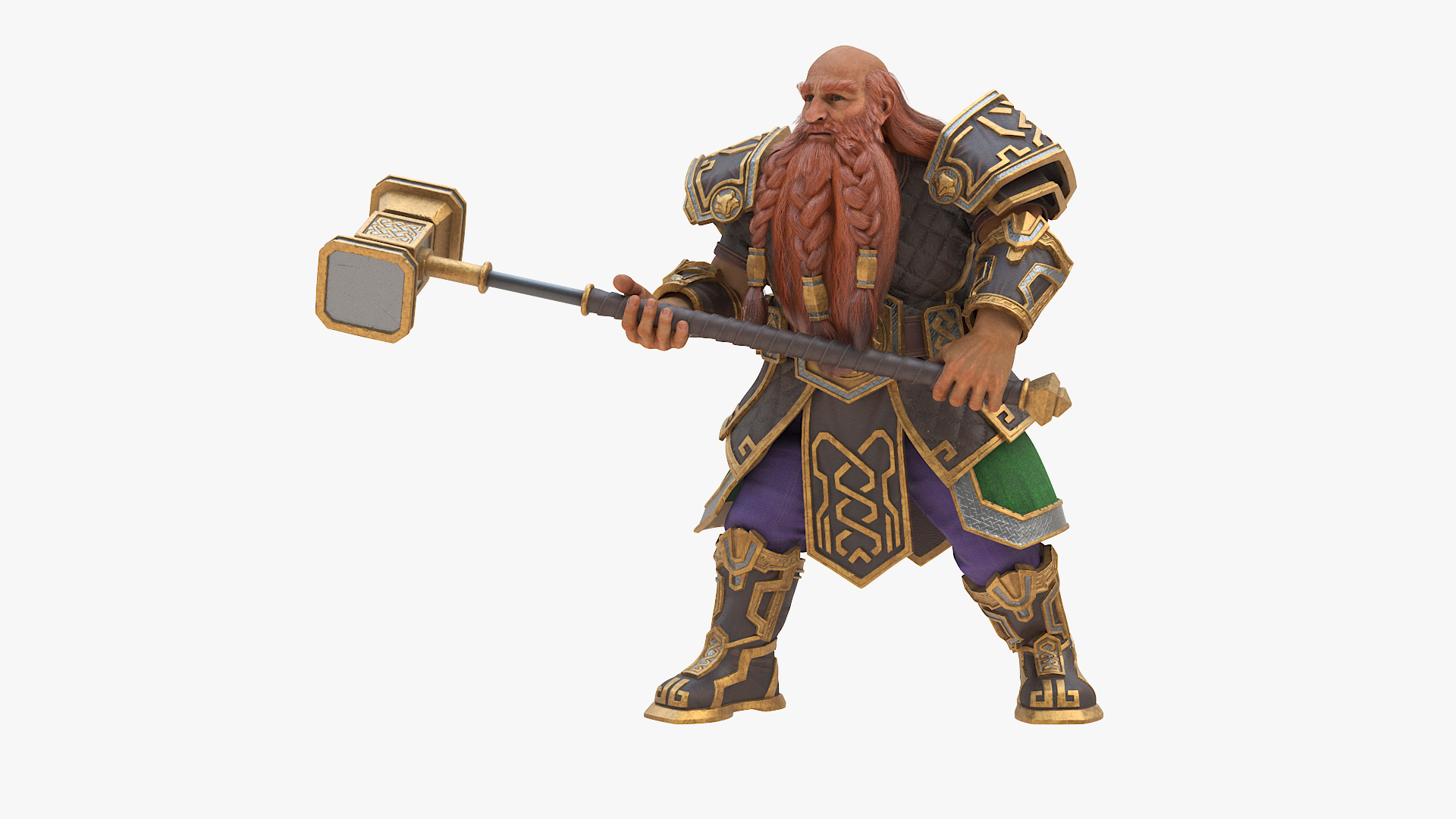 Game Dwarf Character In Battle Pose 3D Model - TurboSquid 2396468