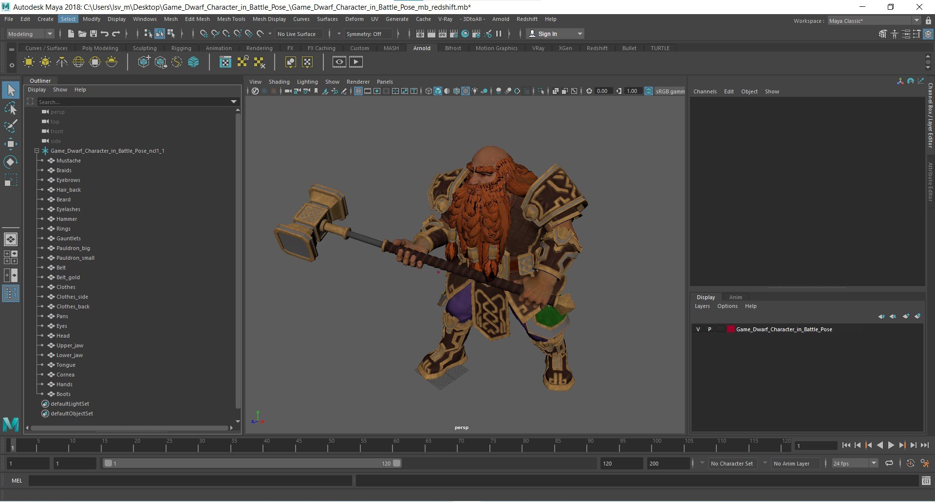 Game Dwarf Character In Battle Pose 3D Model - TurboSquid 2396468