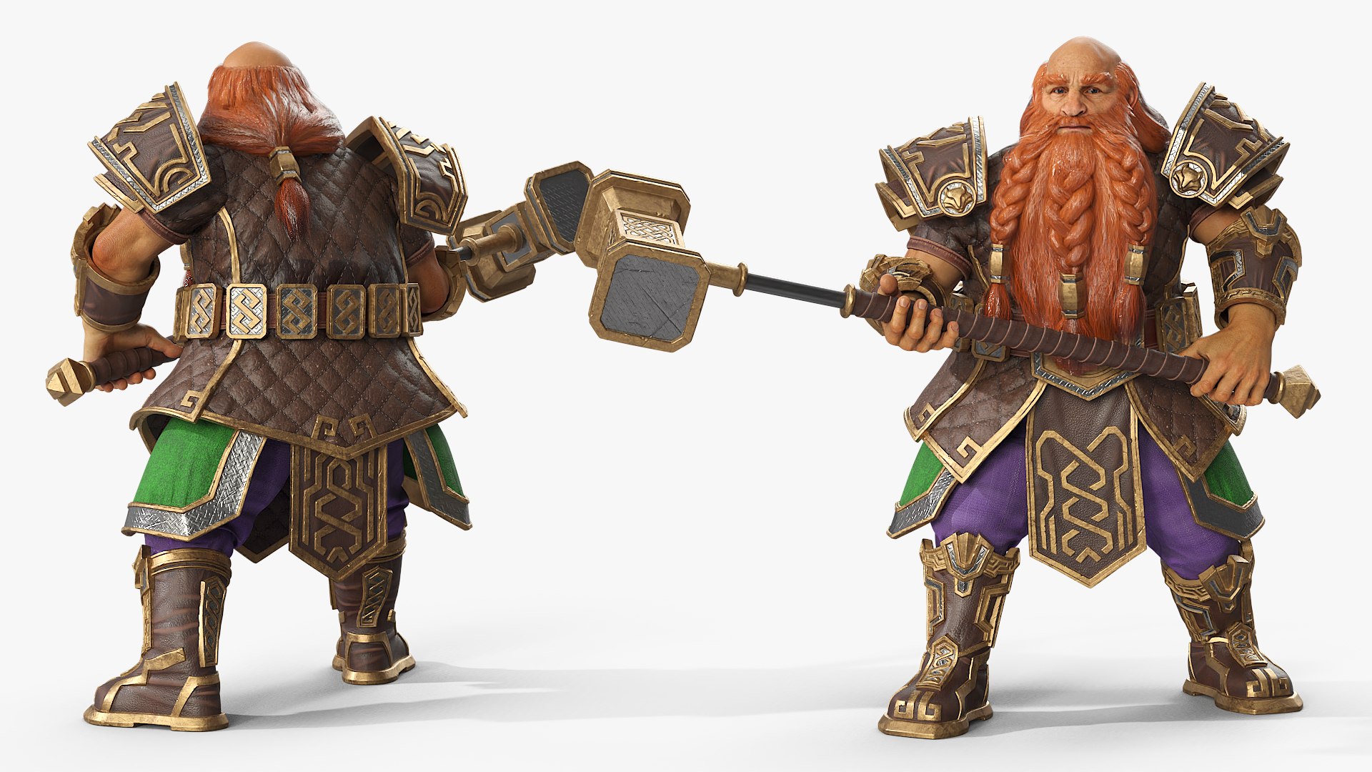 Game Dwarf Character In Battle Pose 3D Model - TurboSquid 2396468