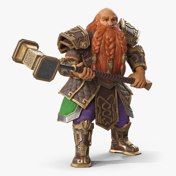 modelo 3d Personaje enano del juego en pose de batalla - TurboSquid 2396468