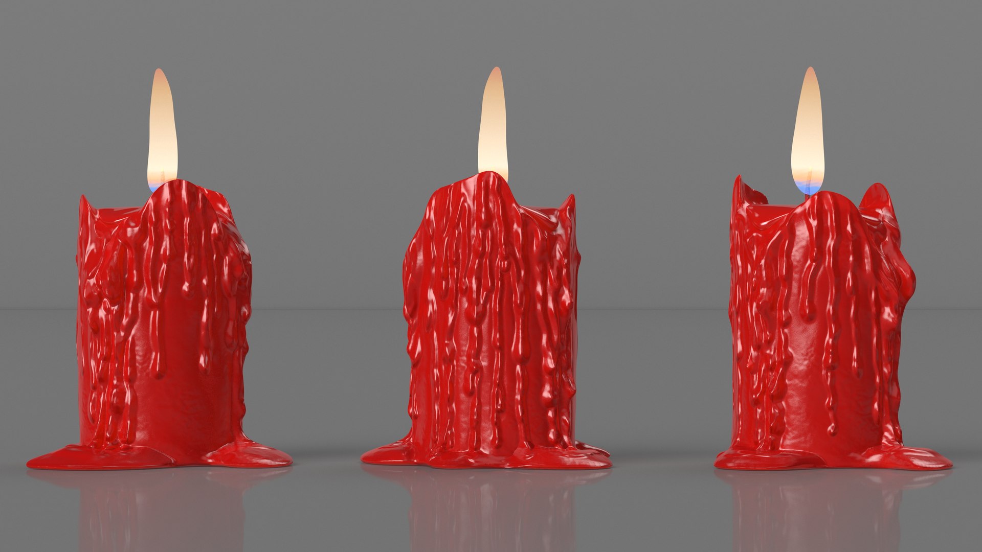 Burned Candle with Melted Wax Red 3D - TurboSquid 2098118