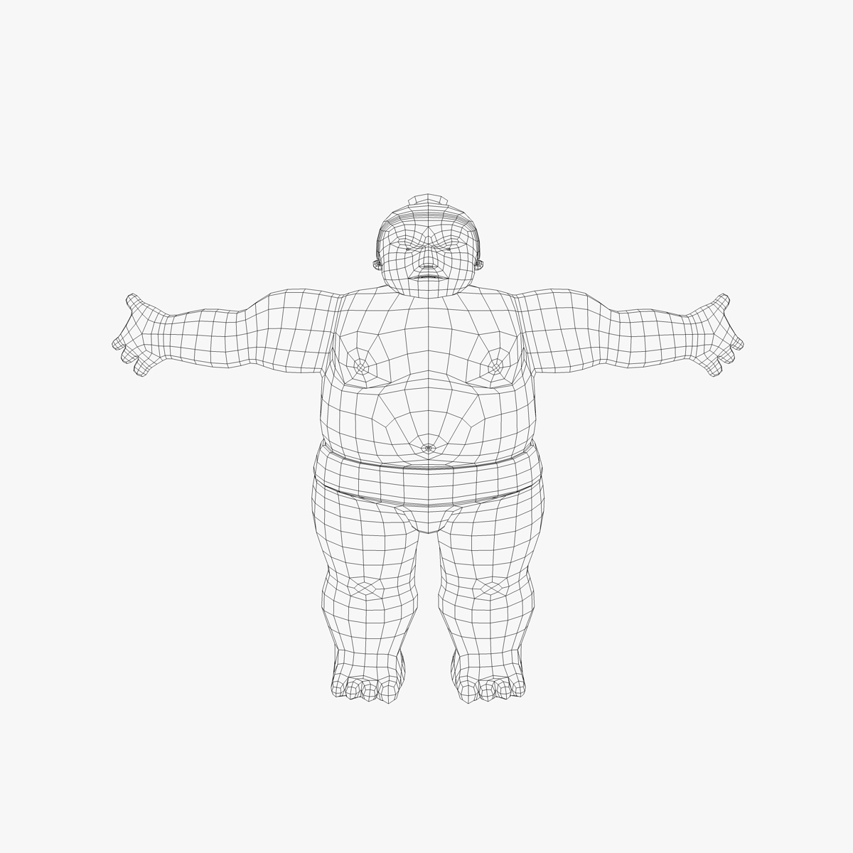 cartoon sumo wrestler 3d model