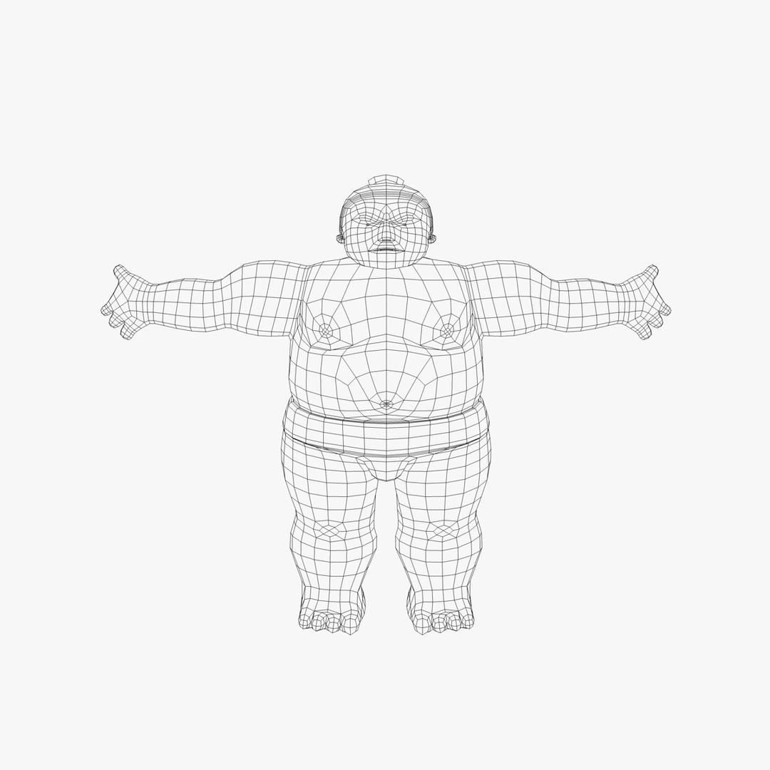 cartoon sumo wrestler 3d model