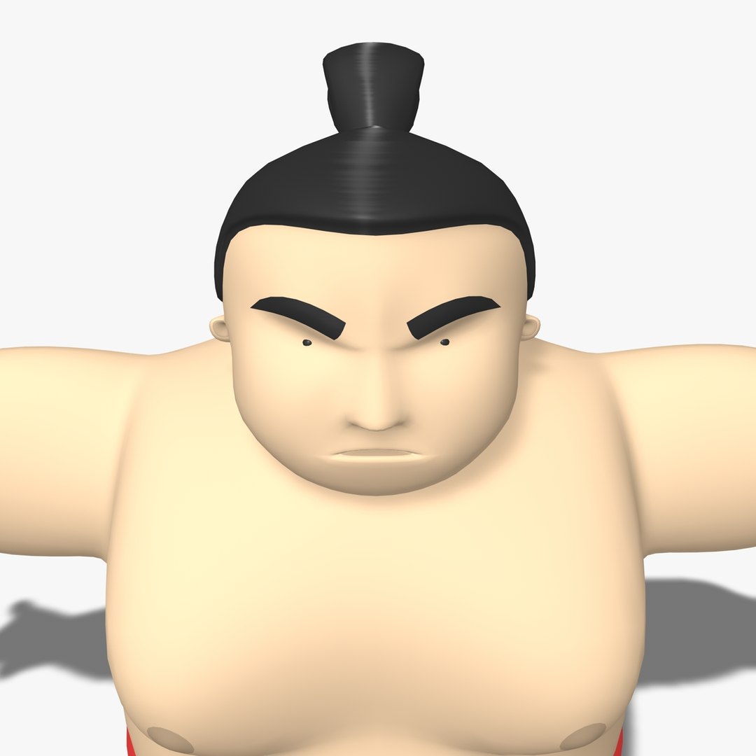 Cartoon Sumo Wrestler 3d Model