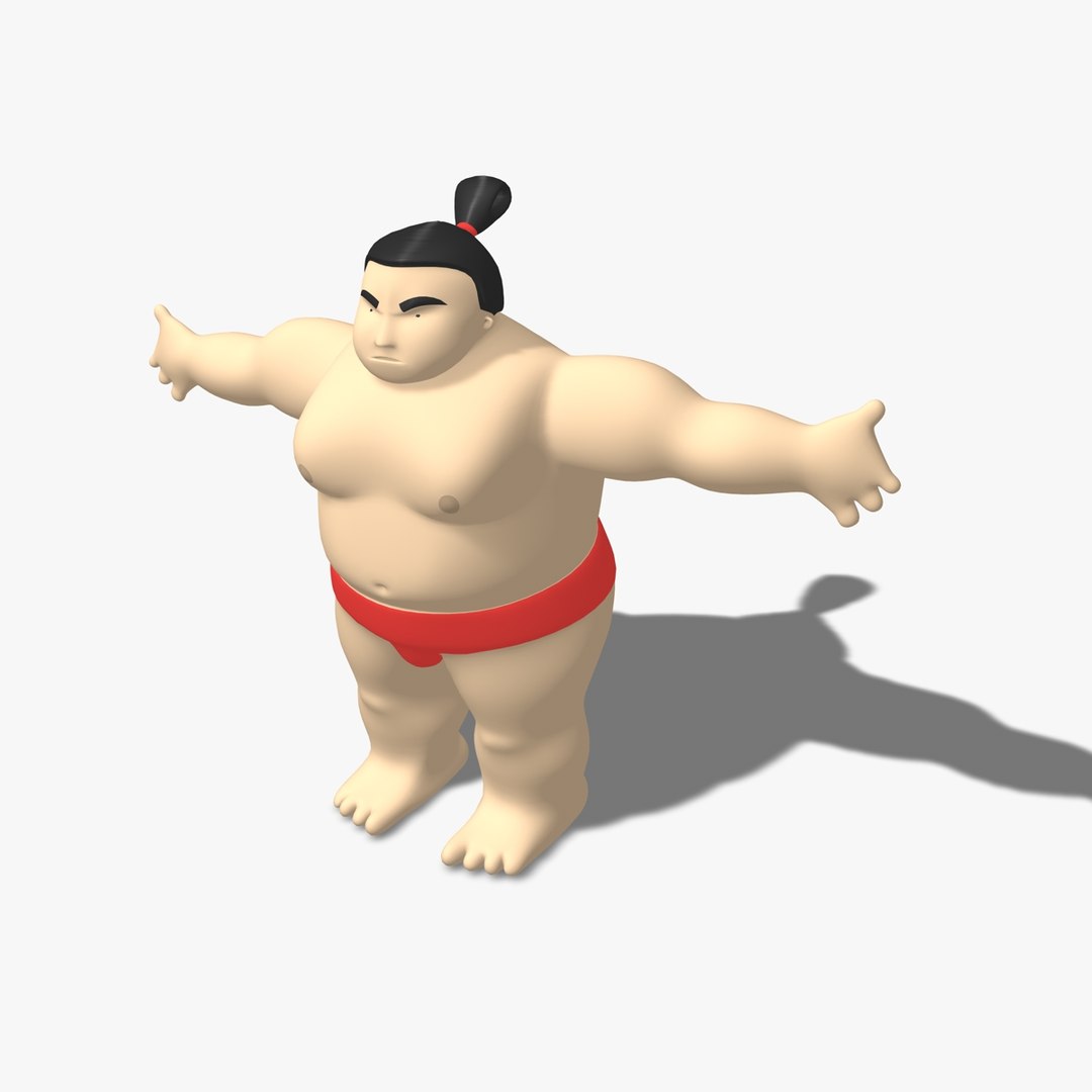 Cartoon Sumo Wrestler 3d Model