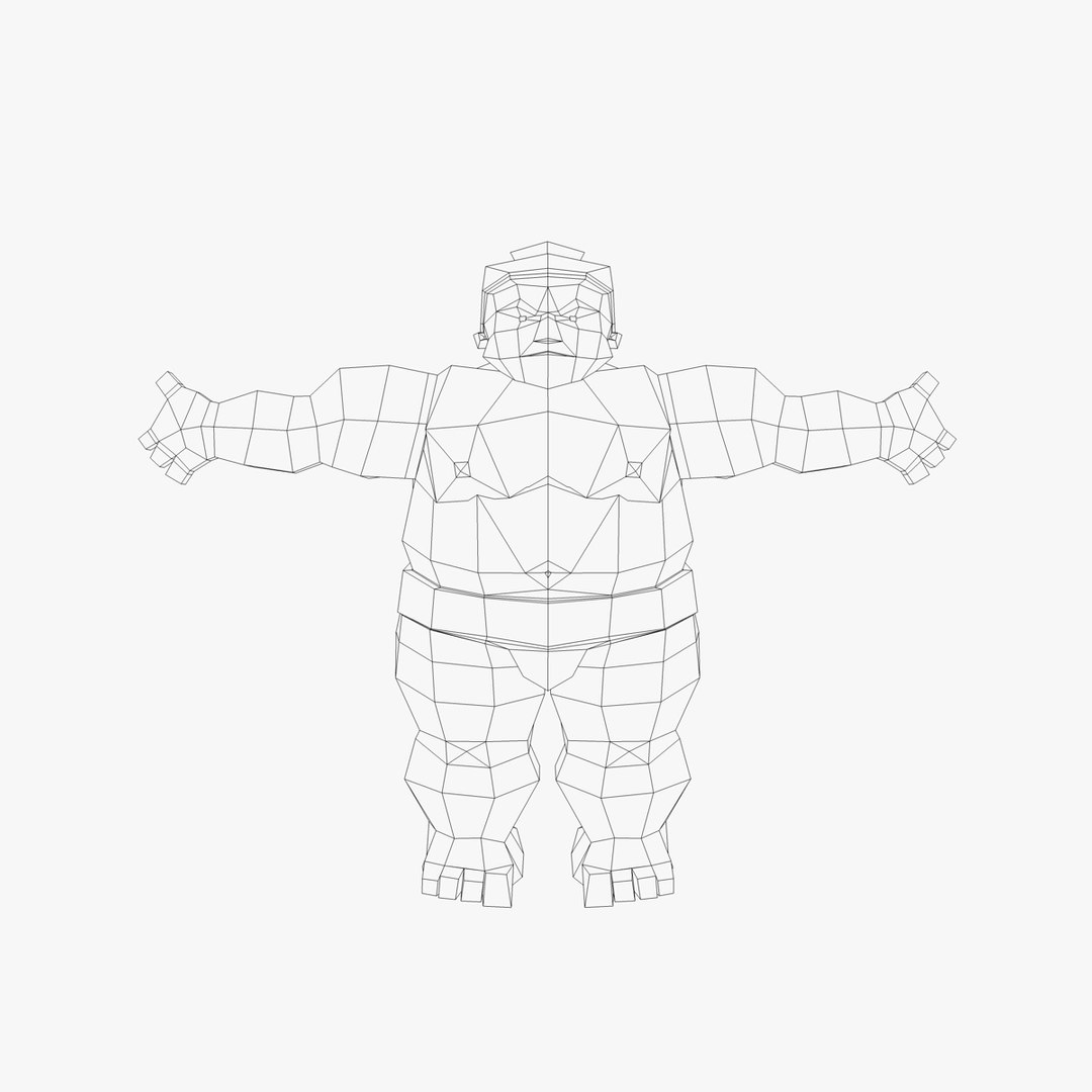 Cartoon Sumo Wrestler 3d Model