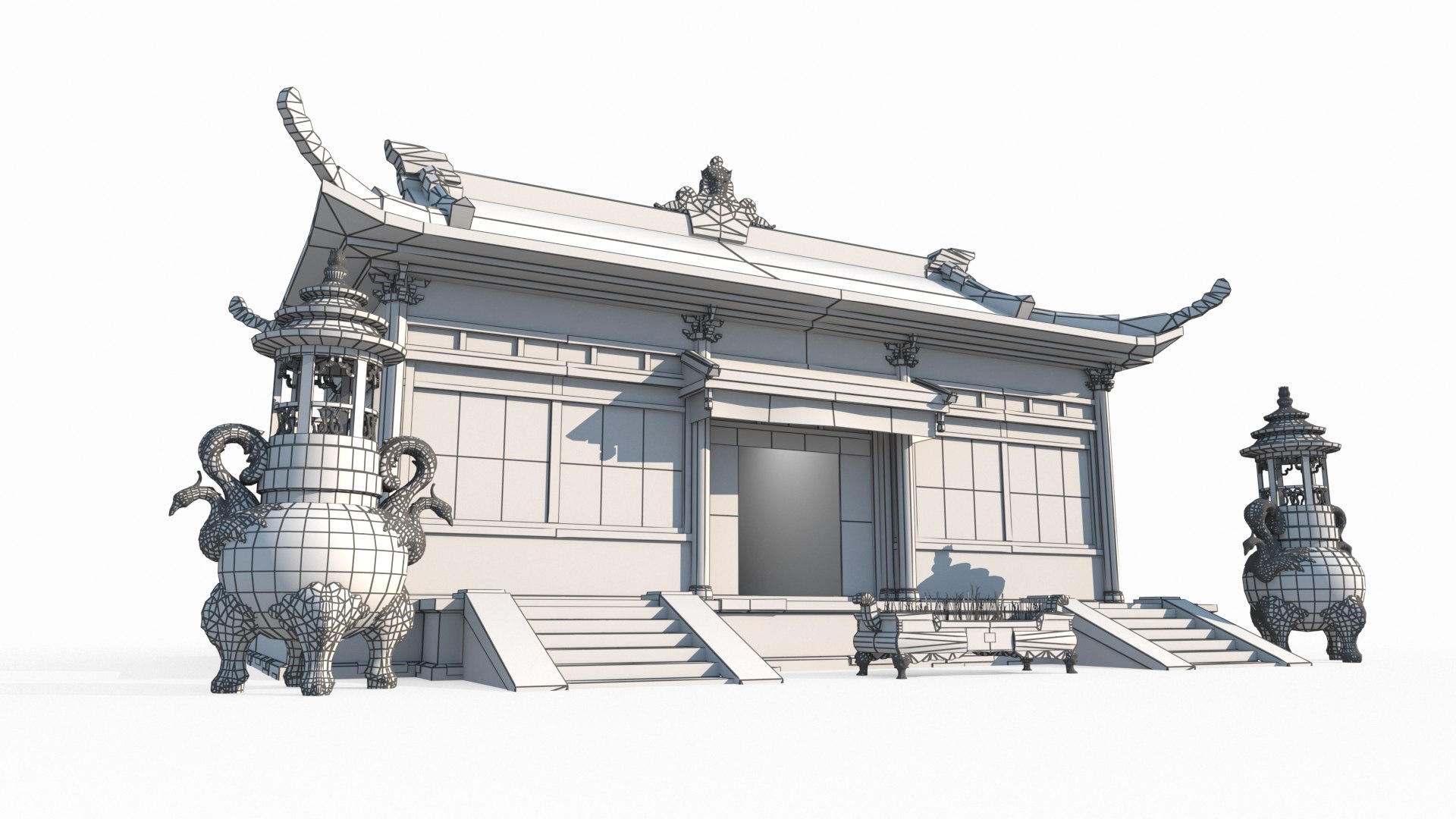 3D Ancient Asian Architecture Tianwang Temple Model - TurboSquid 2046331