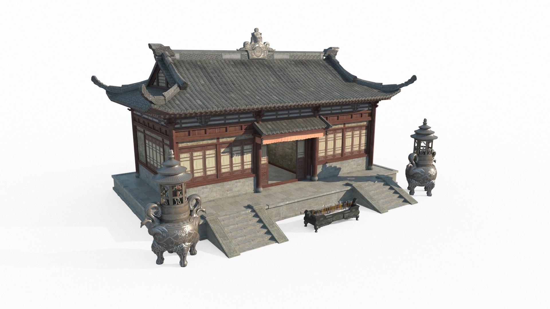 3D Ancient Asian Architecture Tianwang Temple Model - TurboSquid 2046331